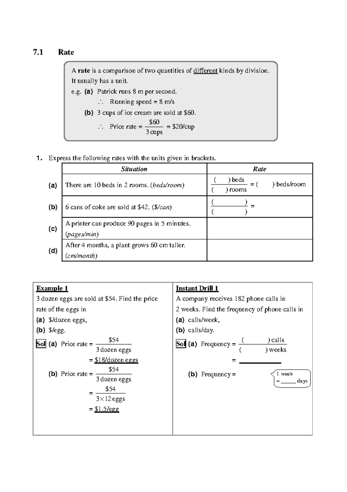 F2B 1 - Exercise - Book 2B Lesson Worksheet 7A (Refer to §7) 7 Rate A ...