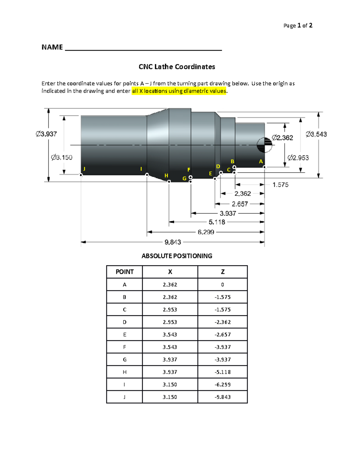 Jjdavi 6 Coordinates - Page 1 of 2 NAME ...