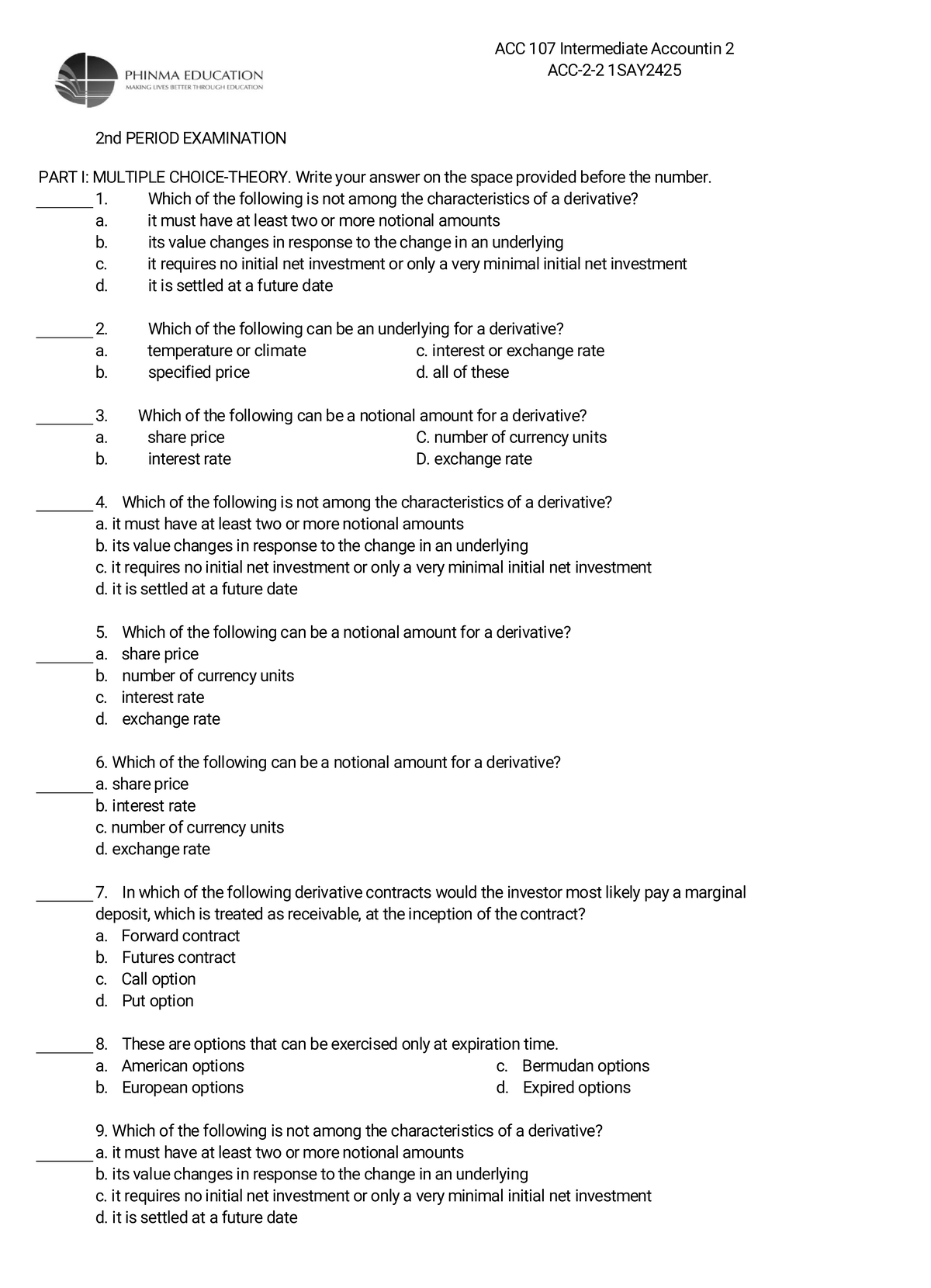 ACC-107-P21 - none - ACC 107 Intermediate Accountin 2 ACC-2-2 1SAY 2nd ...
