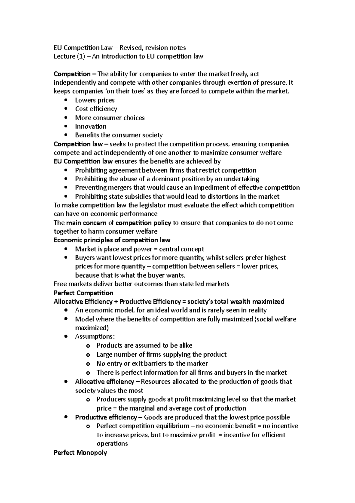 EU Competition Law – Revision notes - EU Competition Law – Revised ...