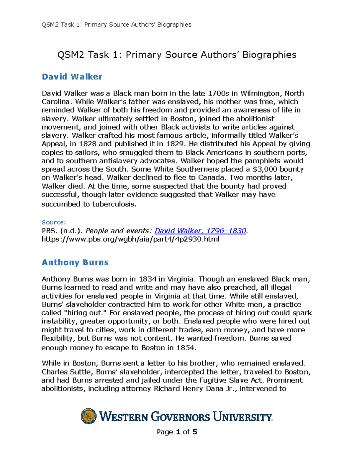 QSM2 Task 1 Primary Sources Authors' Biographies - QSM2 Task 1: Primary ...
