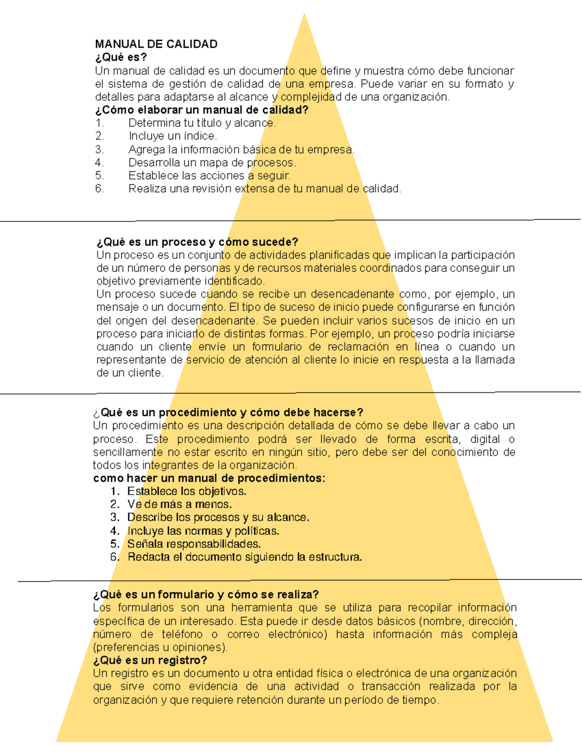 3.3 triangulo - procesos y procedimiento - MANUAL DE CALIDAD ¿Qué es ...