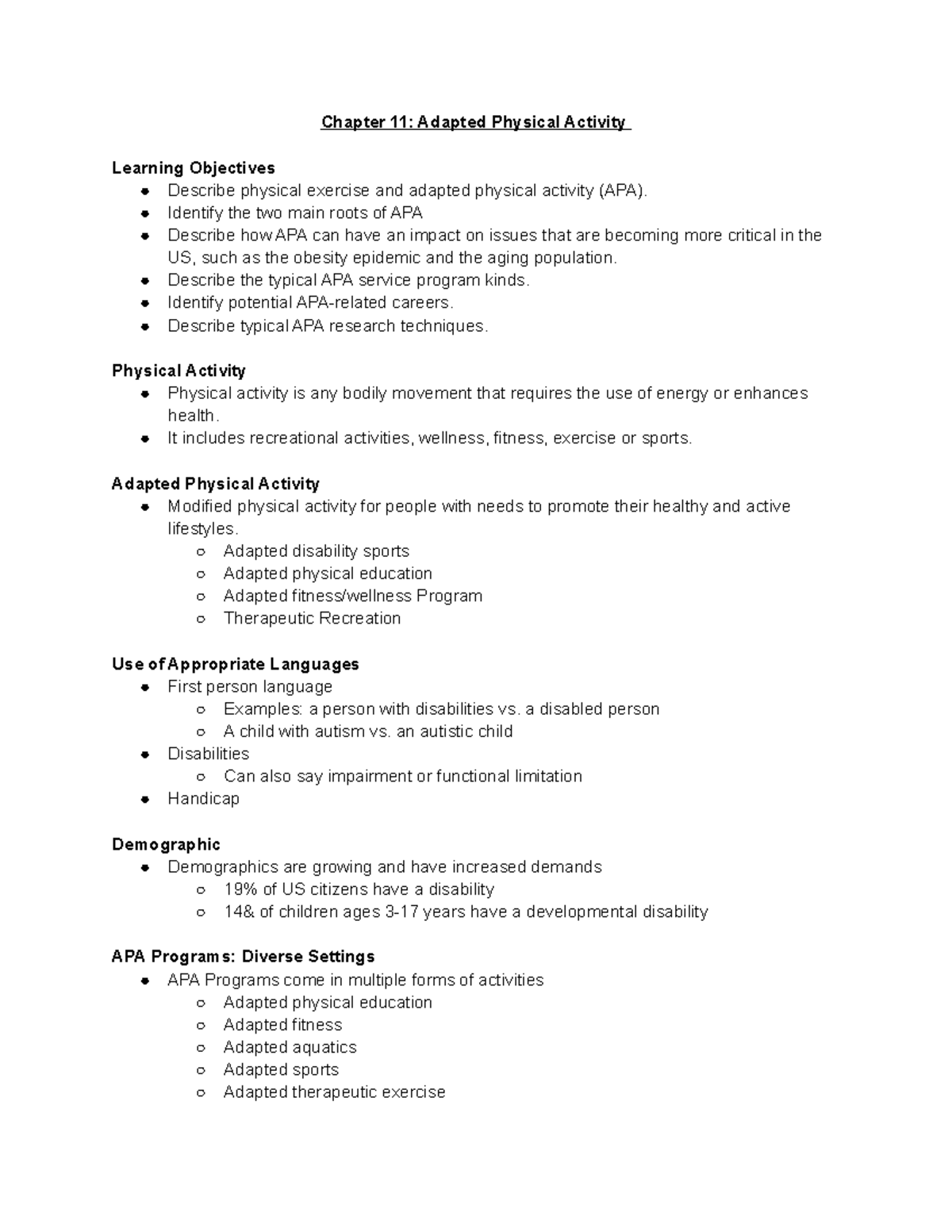Chapter 11 Adapted Physical Activity - Chapter 11: Adapted Physical ...