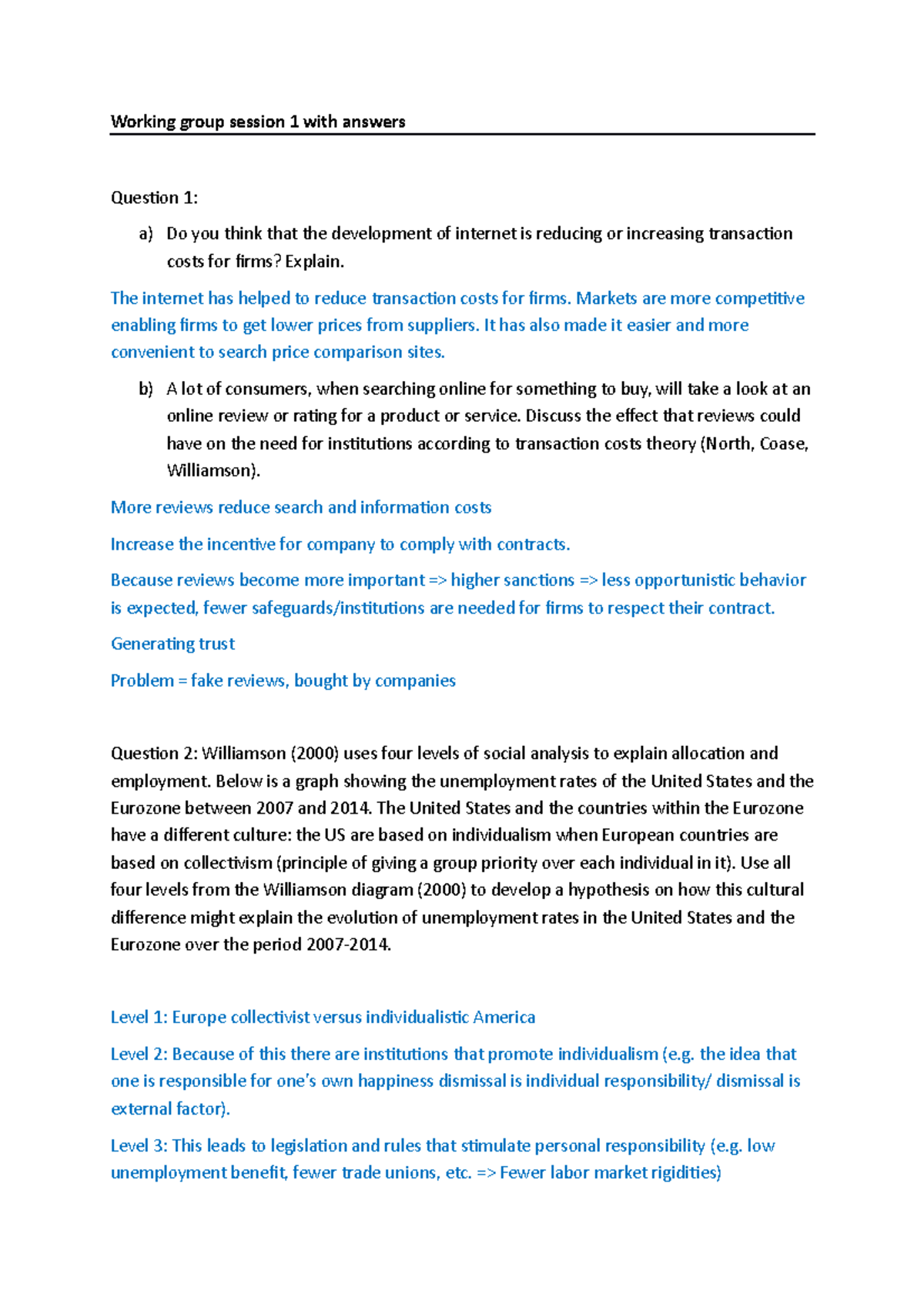 Working group session 1 with answers - Working group session 1 with ...