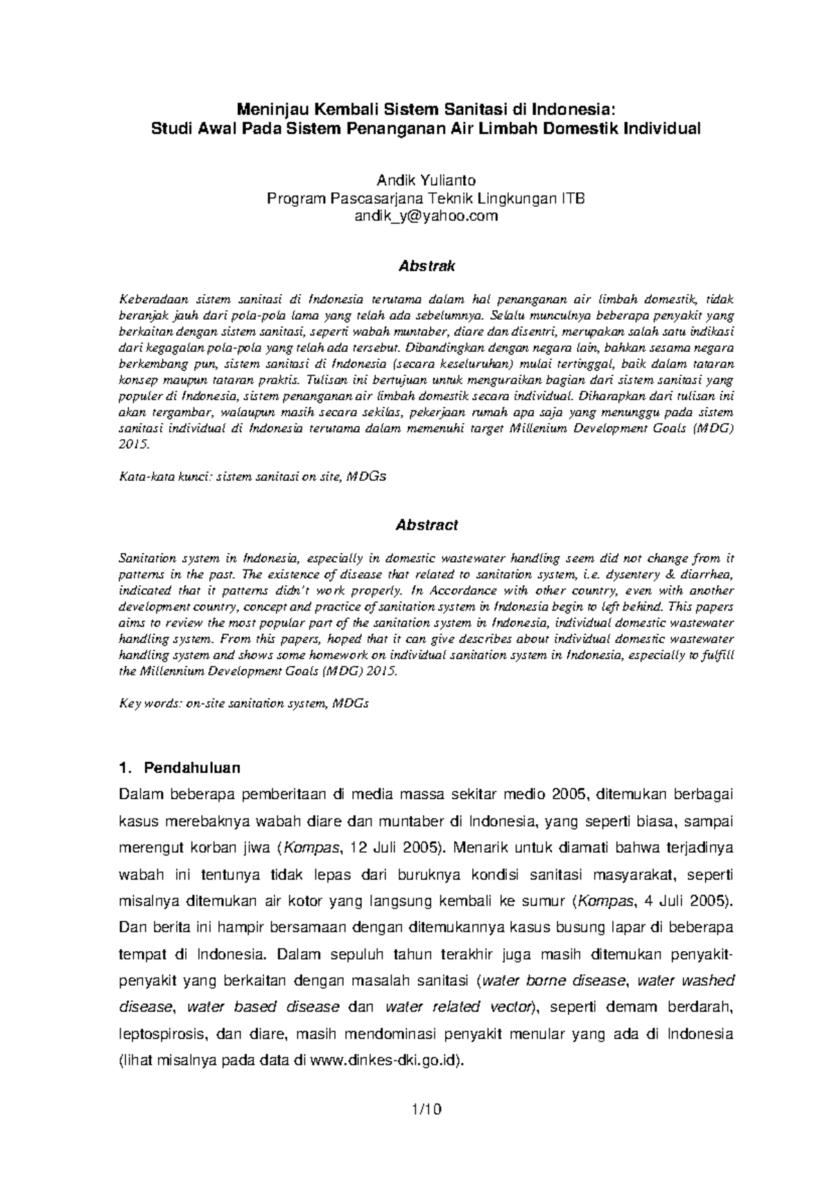 Meninjau Kembali Sistem Sanitasi di Indonesia - Selalu munculnya ...