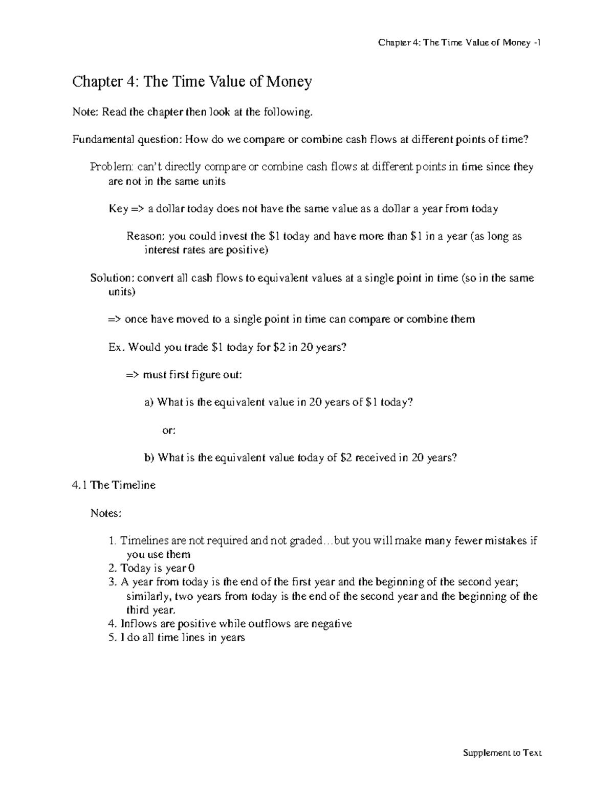 Ch04-3310 Chapter 4 The Time Value of Money introduction to corporate ...