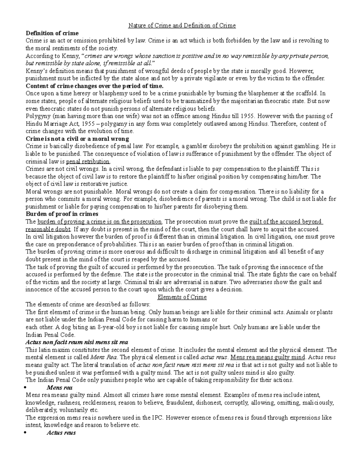 Nature of Crime and Definition of Crime - Nature of Crime and ...