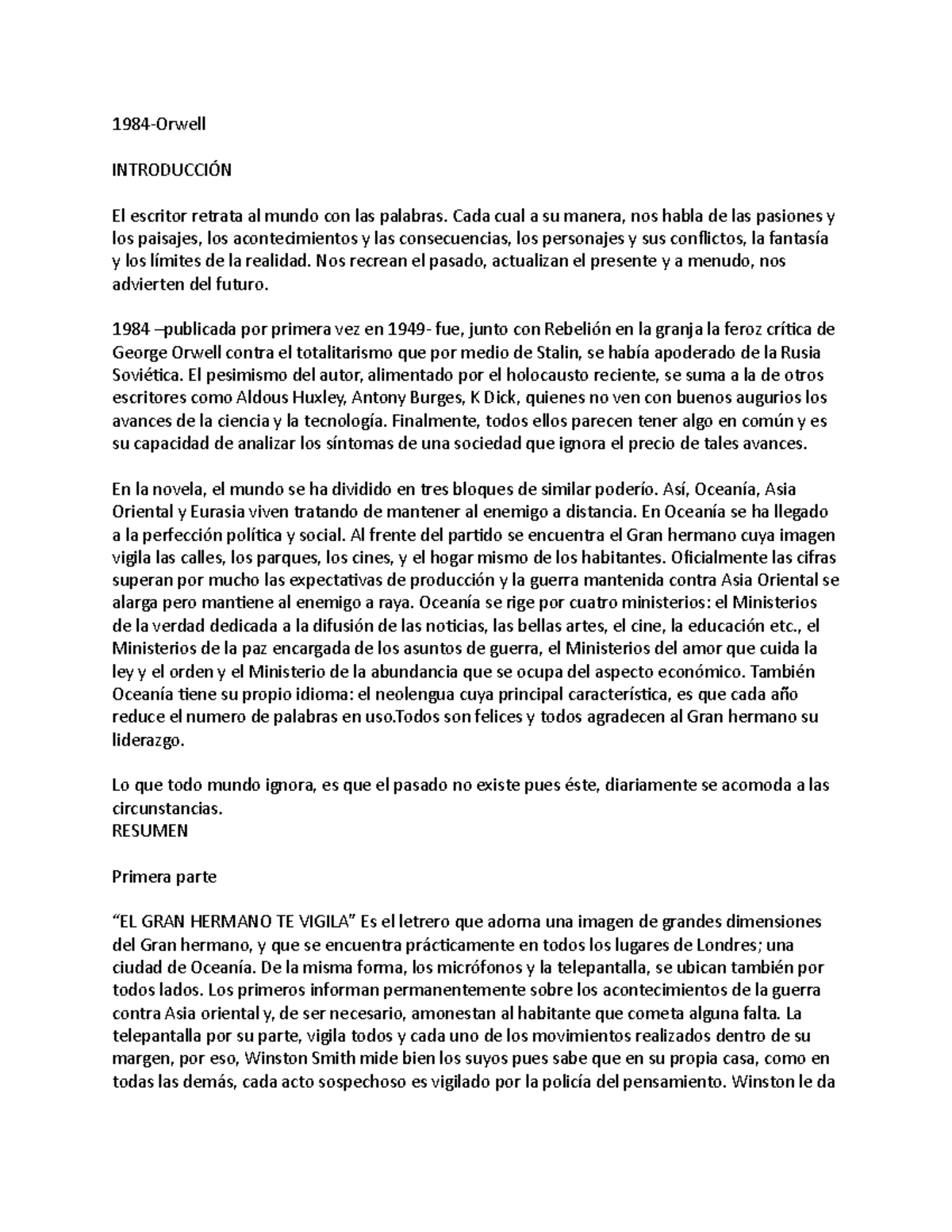 1984 resumen completo con apunte de clases - El escritor retrata al ...