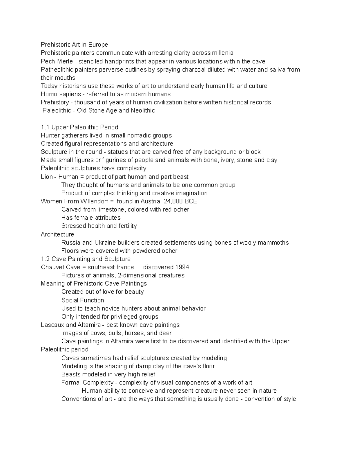 Chapter 1 - Art - Prehistoric Art in Europe, Upper Paleolithic Period ...