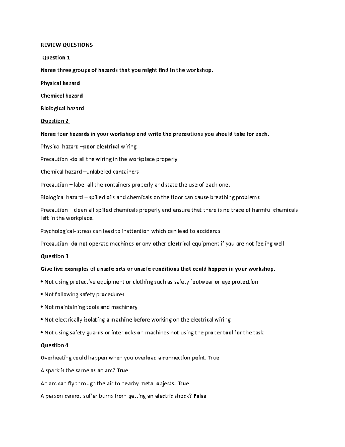 Review Questions te week 1 ohs - REVIEW QUESTIONS Question 1 Name three ...