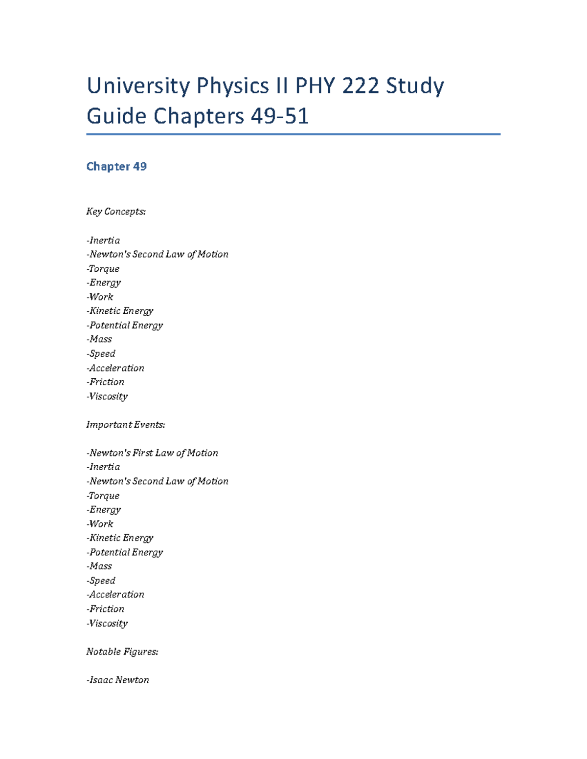 University Physics II PHY 222 Study Guide Chapters 49-51 - University ...