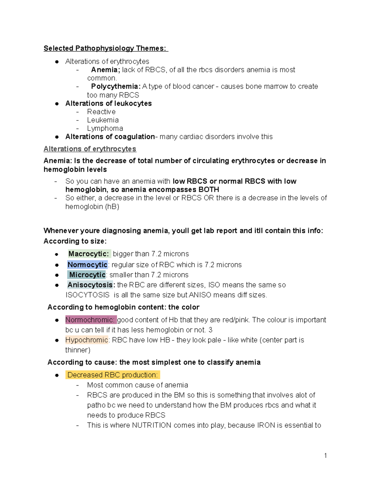 Hemtologic Disorders - Patho 2 - Selected Pathophysiology Themes ...