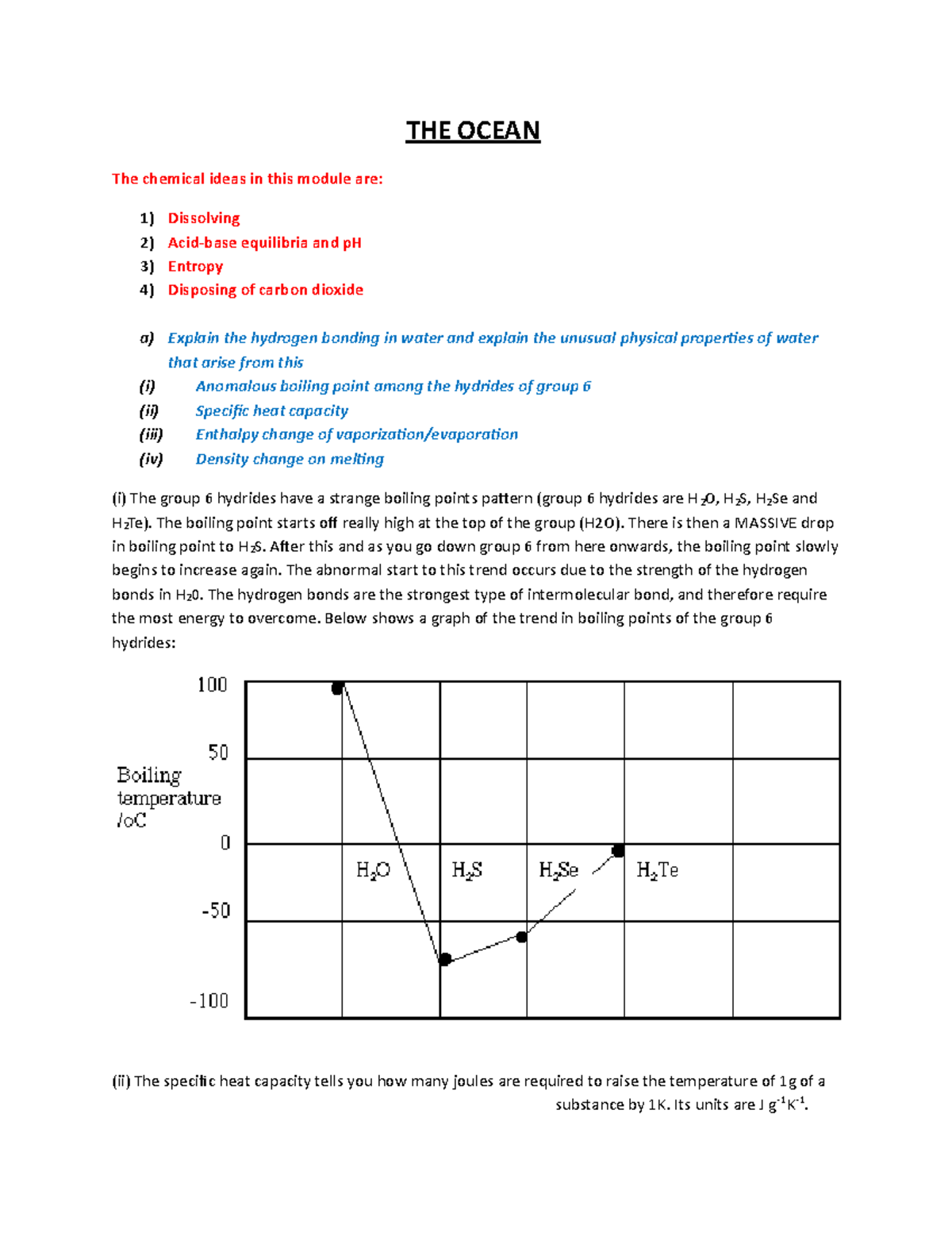 THE Oceans - Lecture - THE OCEAN The chemical ideas in this module are ...