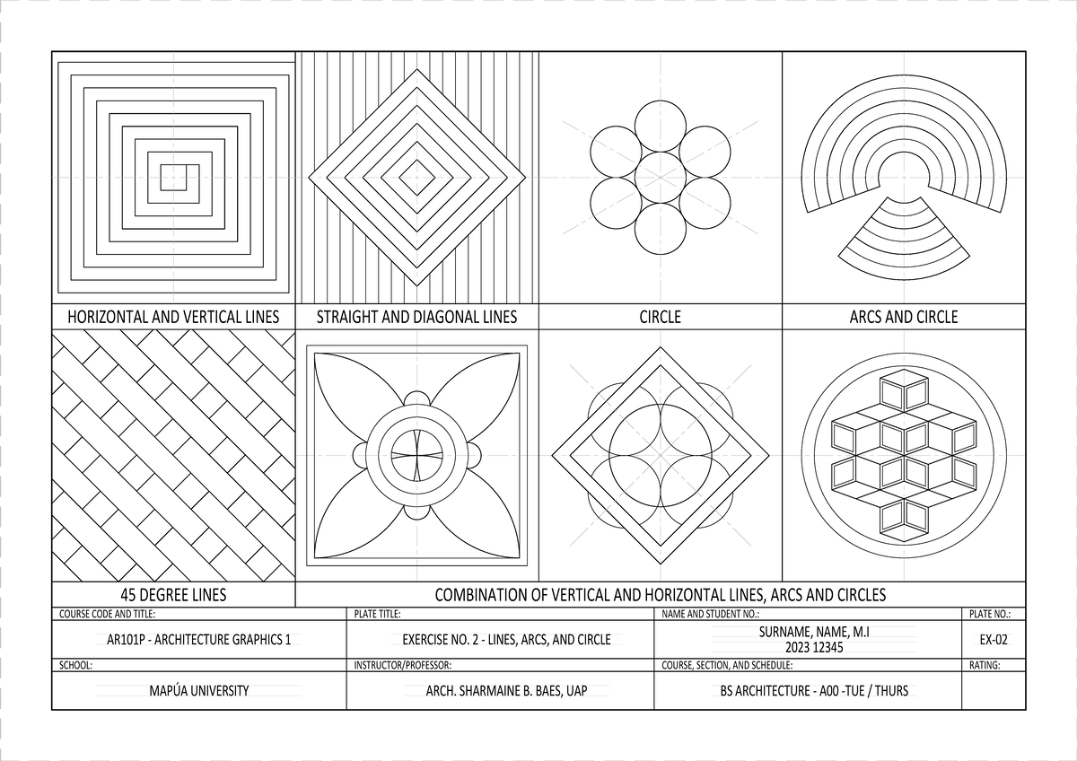 02 EX02 Stroke- Lines 1 - COURSE CODE AND TITLE: PLATE TITLE: NAME AND ...