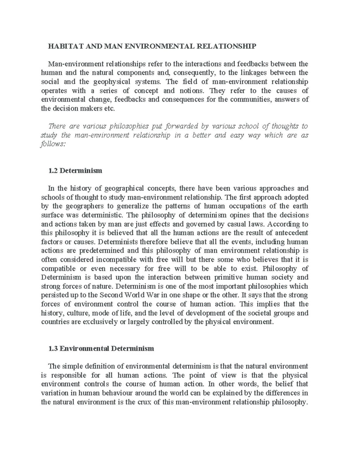 Habitat AND MAN Environmental Relationship - HABITAT AND MAN ...