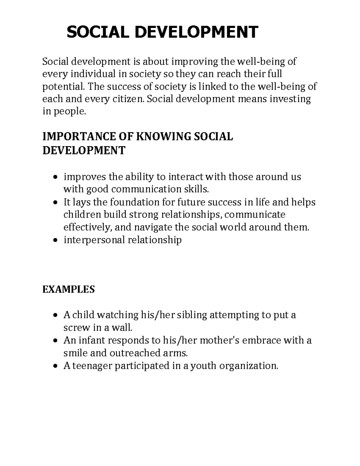 Social-development - social development lecture - SOCIAL DEVELOPMENT ...