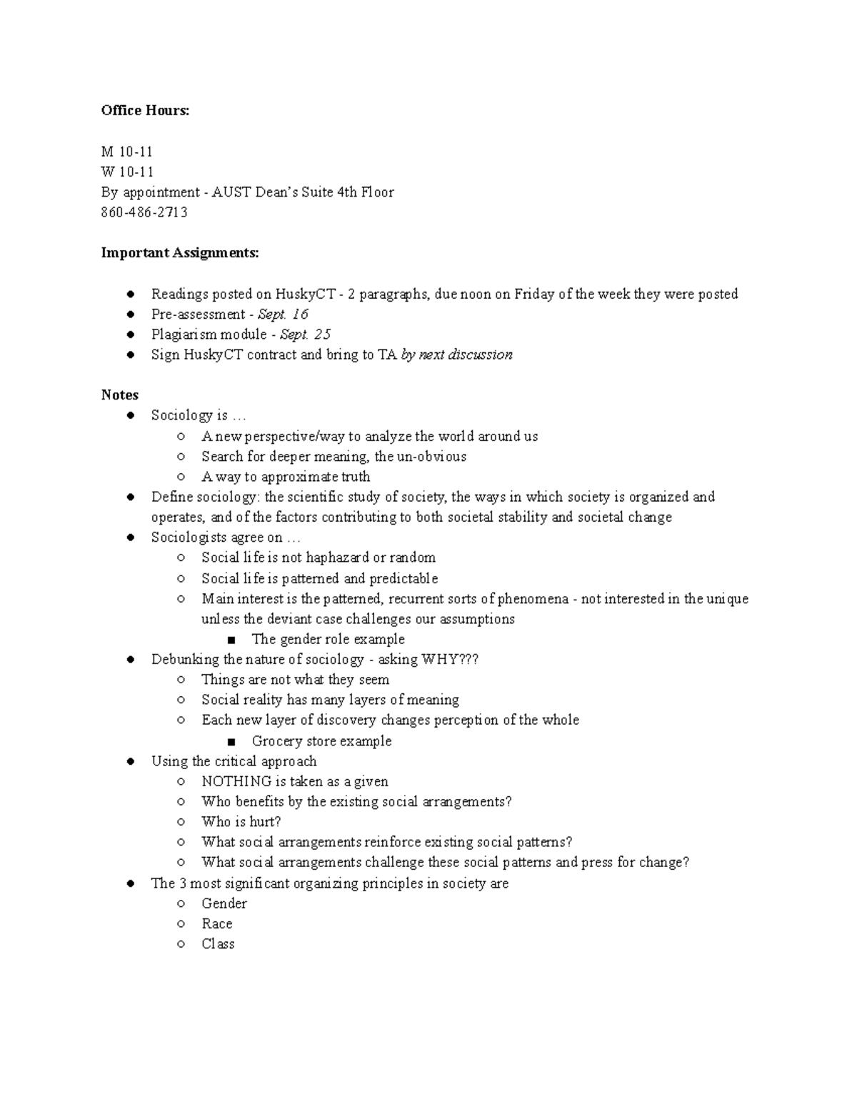 Class Lecture Notes - Office Hours: M 10- W 10- By appointment - AUST ...