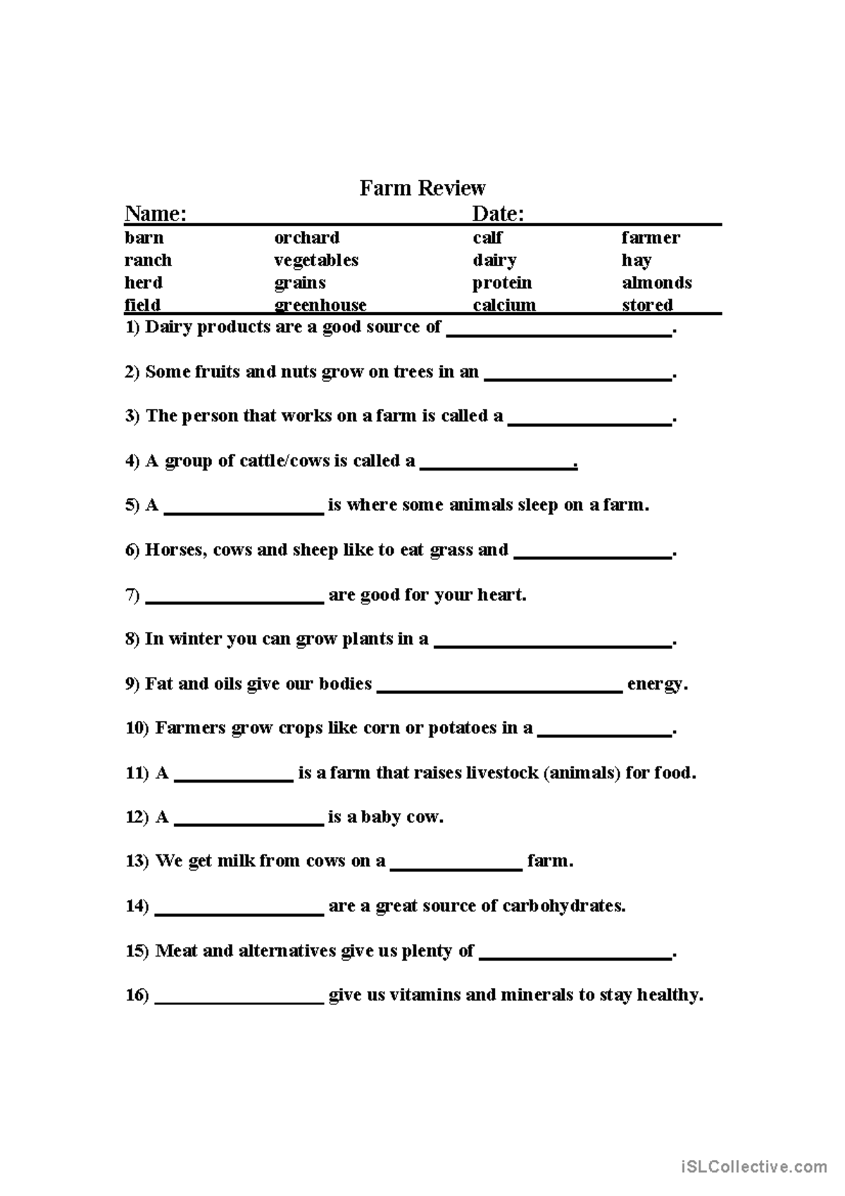 Farms and Nutrition - a [practice paper for farming and foods English ...
