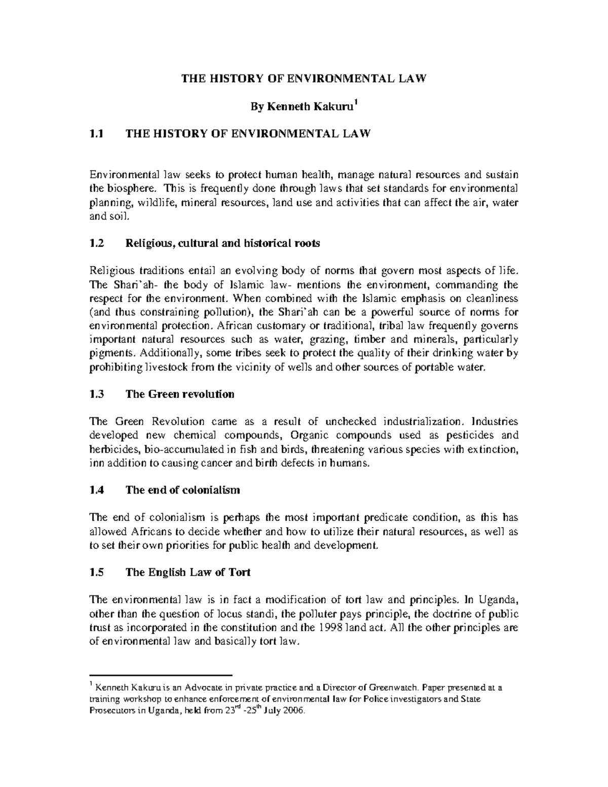 History of Environmental Law - THE HISTORY OF ENVIRONMENTAL LAW By ...