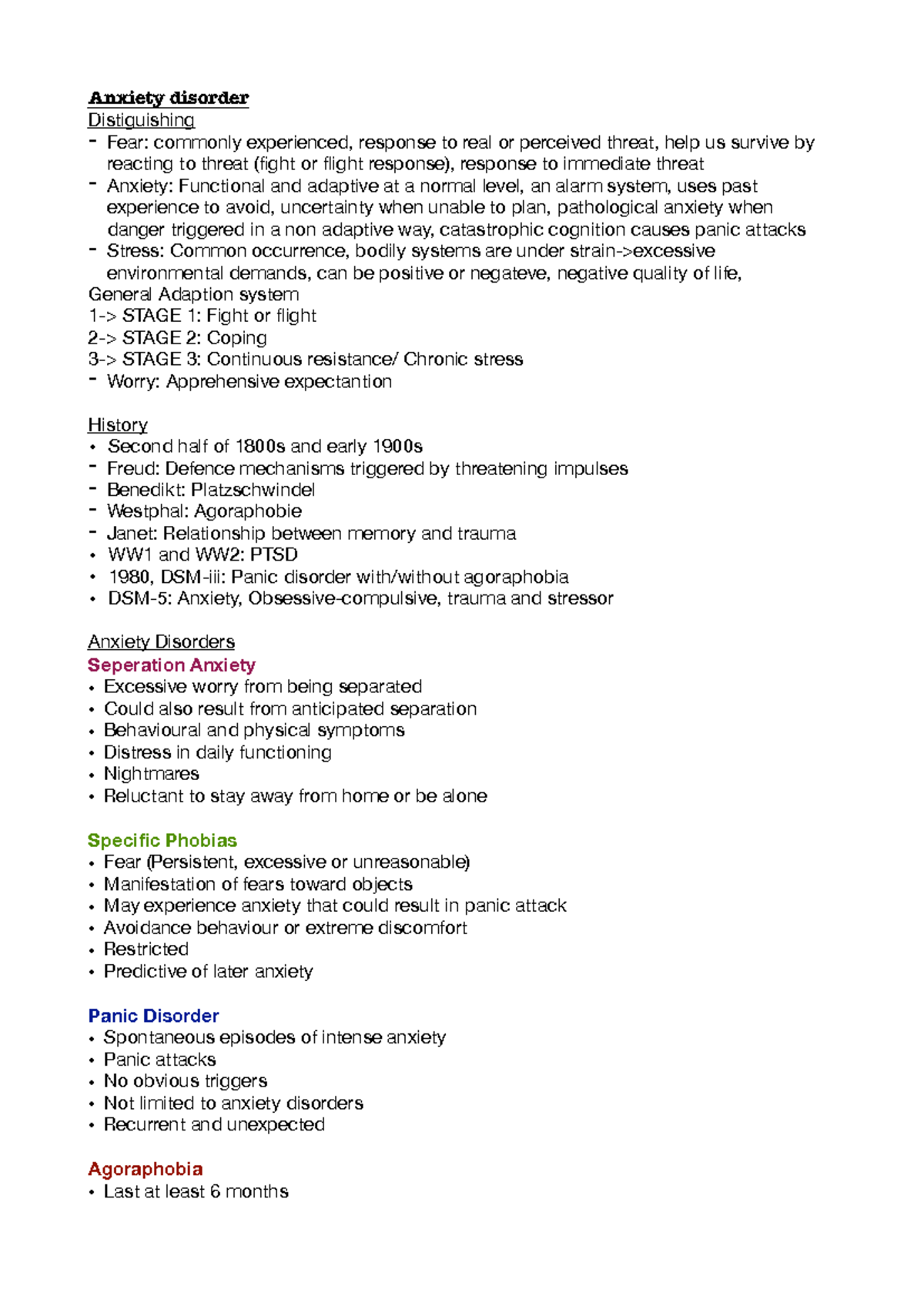 Anxiety disorders, OCD and other trauma related disorders study notes ...