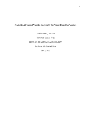 FNCE 623 - UCW - financial management - Studocu