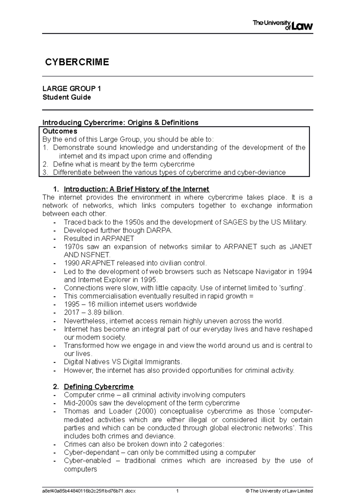 Cybercrime LG 1 - largegroup 1 notes - CYBERCRIME LARGE GROUP 1 Student ...