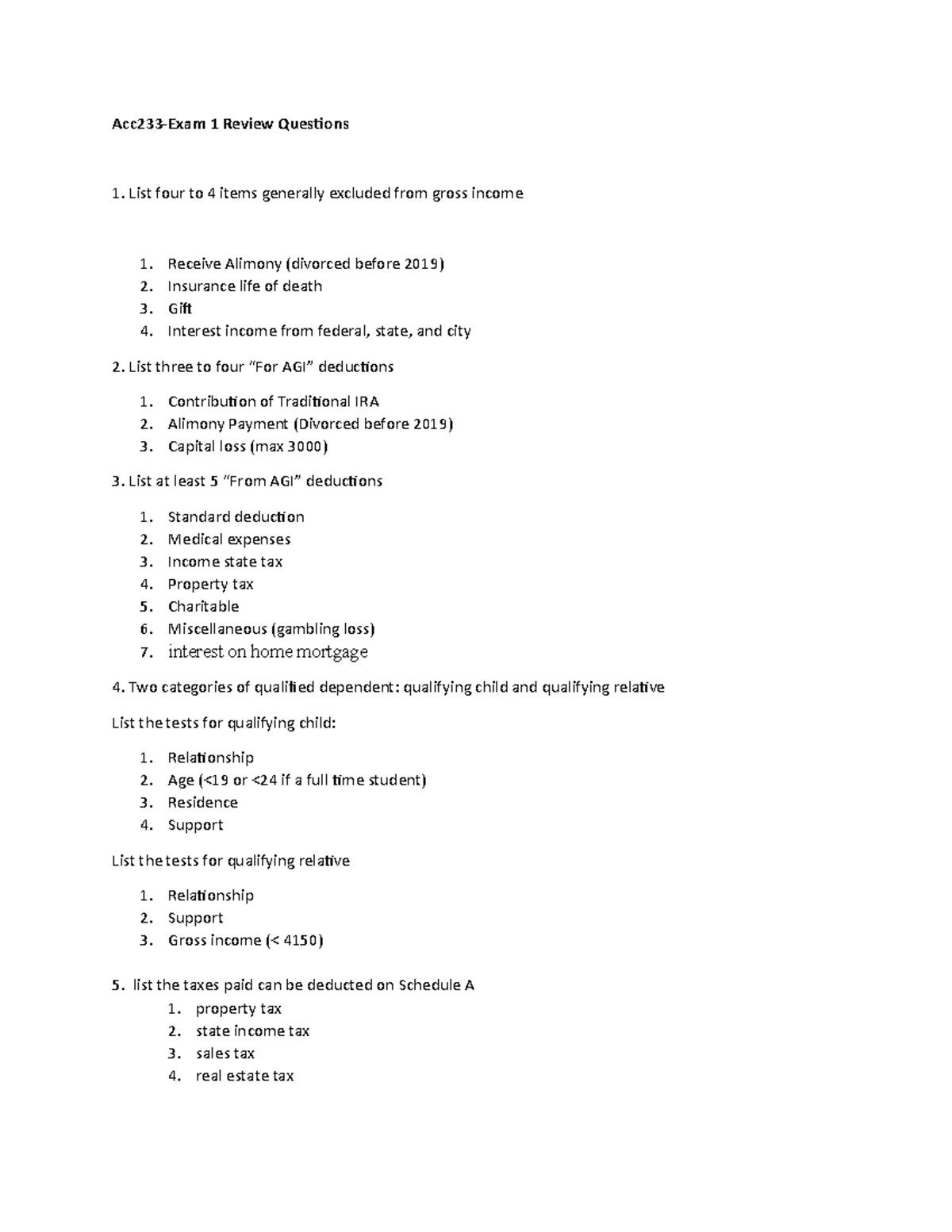 Exam 1 Review Taxation Acc233 Exam 1 Review Questions List Four To exam-1-review-taxation-acc233-exam-1-review-questions-list-four-to