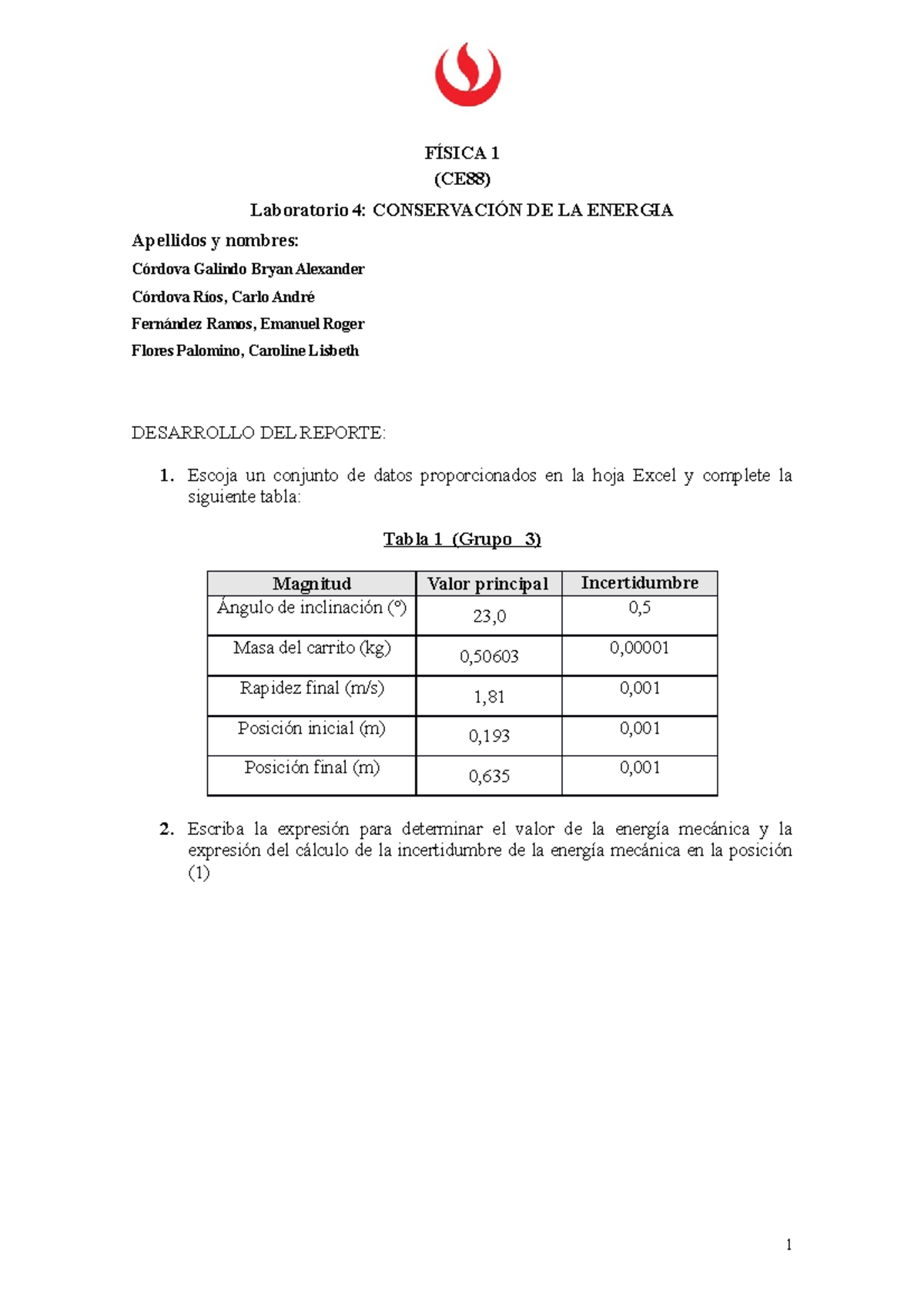 W31A CE88 L4 Fernandez - Laboratorio 4 - FÍSICA 1 (CE88) Laboratorio 4 ...