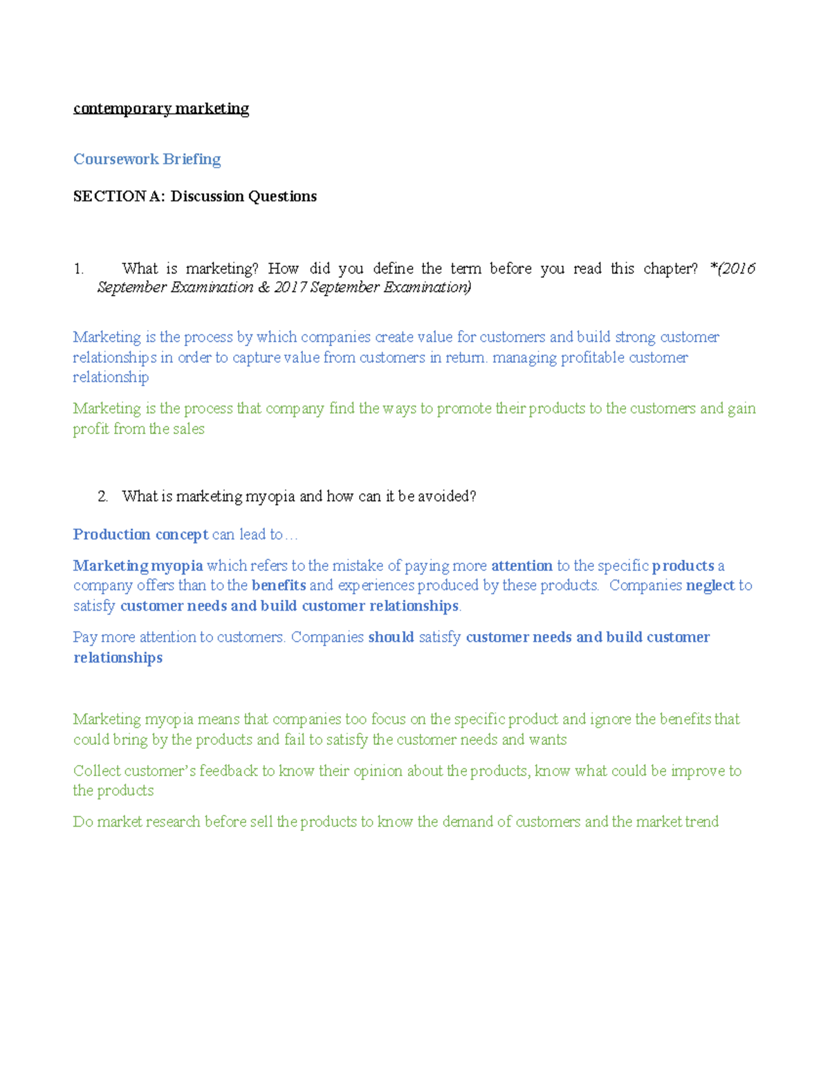 Tutorial 1 - contemporary marketing Coursework Briefing SECTION A ...