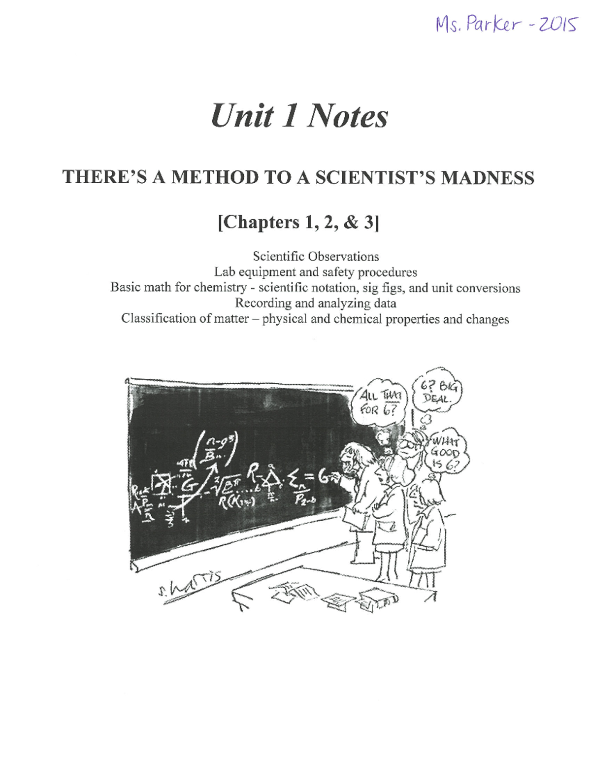 Unit1 Notes Intro to Matter - Ms. Parker 2015 Unit 1 Notes A METHOD TO ...
