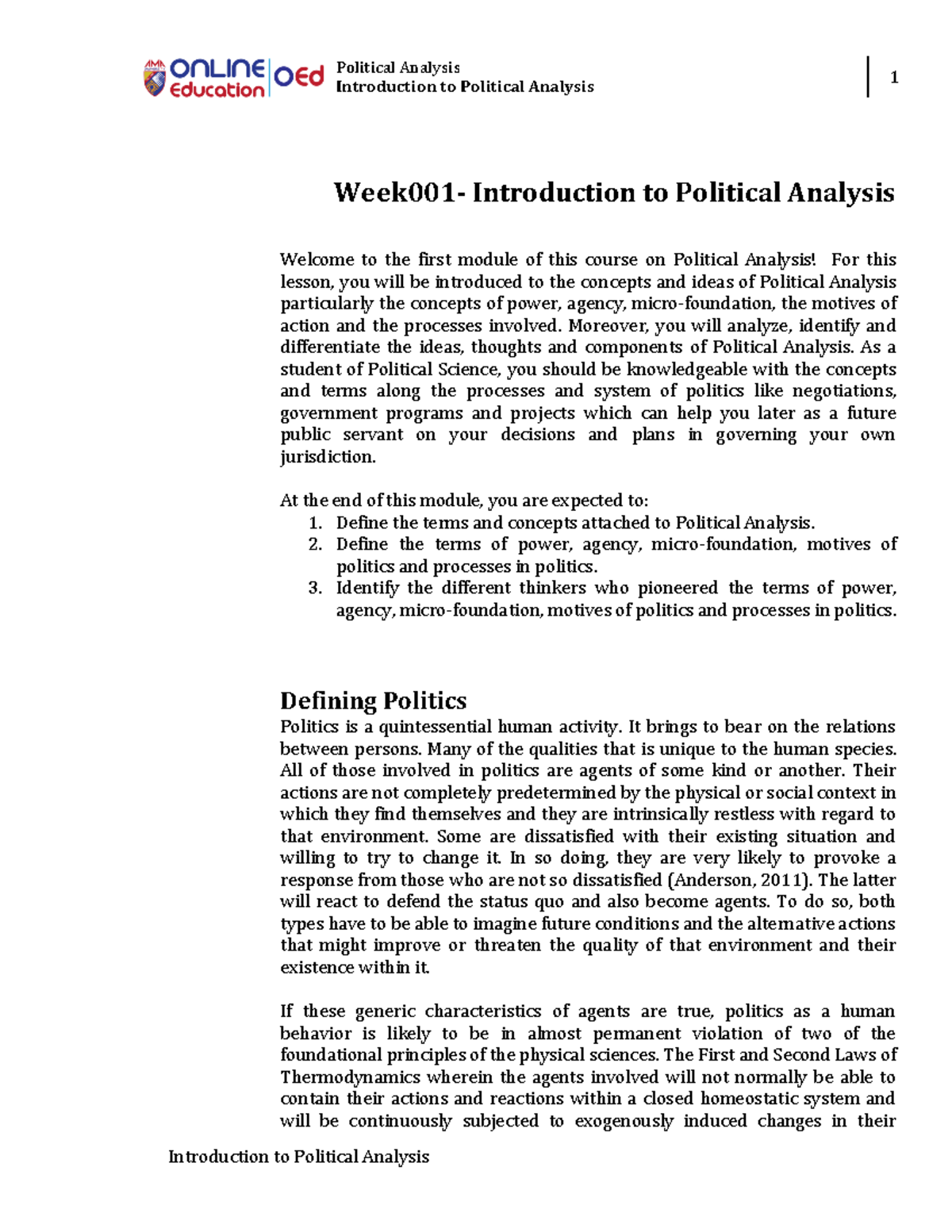 2Prelim- Phyed 6103 Individual Dual Sports - Political Analysis Introduction to Political ...