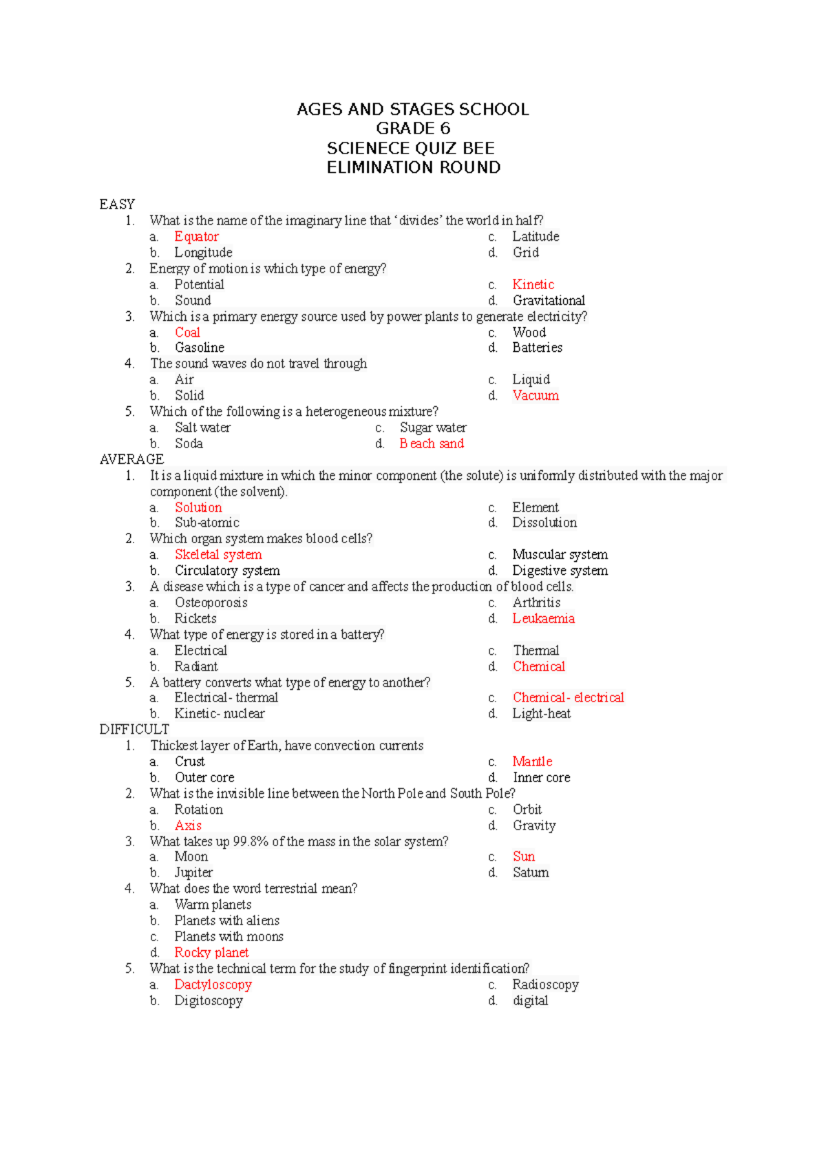 Grade-6 - aaaa - AGES AND STAGES SCHOOL GRADE 6 SCIENECE QUIZ BEE ...