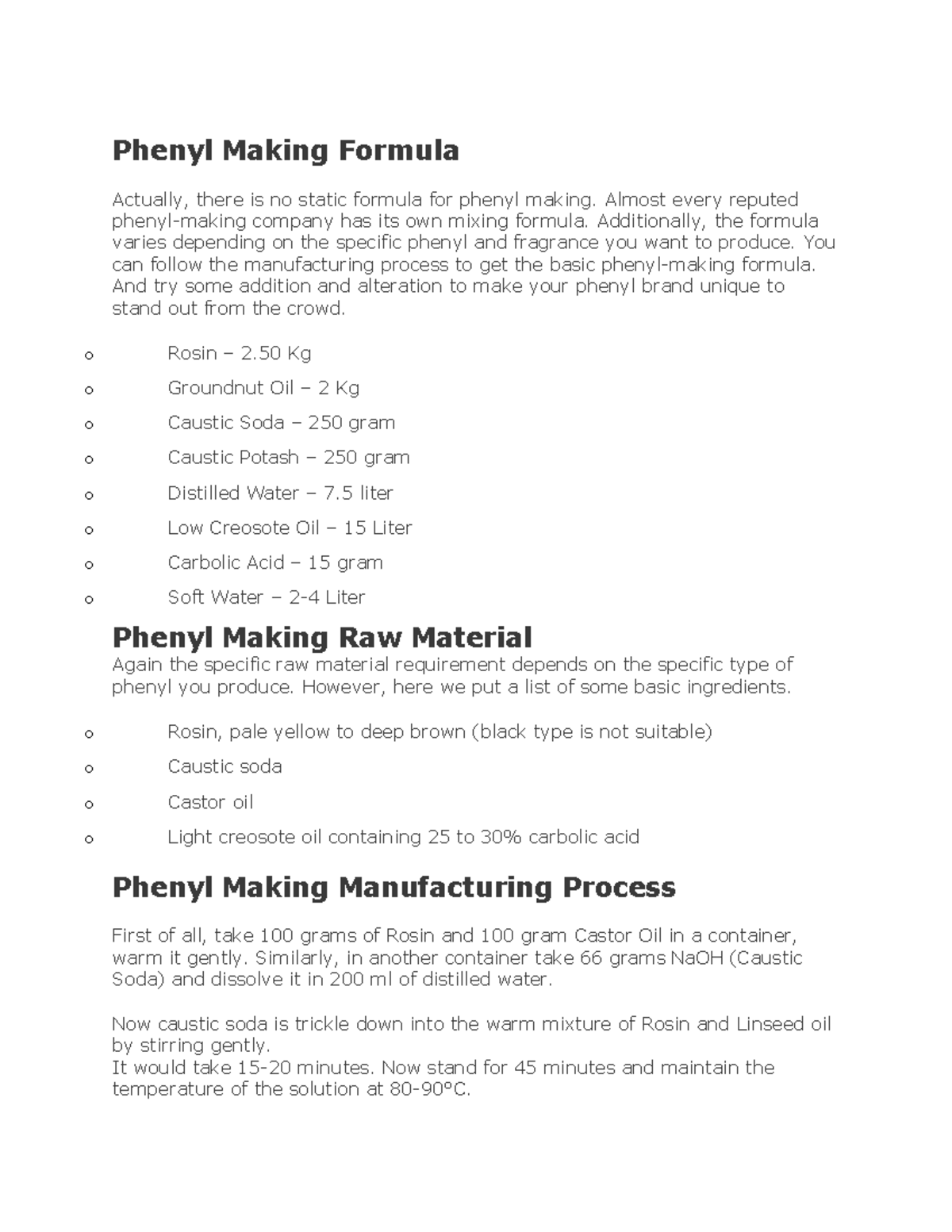 Phenyl Making Formula - consumer products of chemistry - Phenyl Making ...