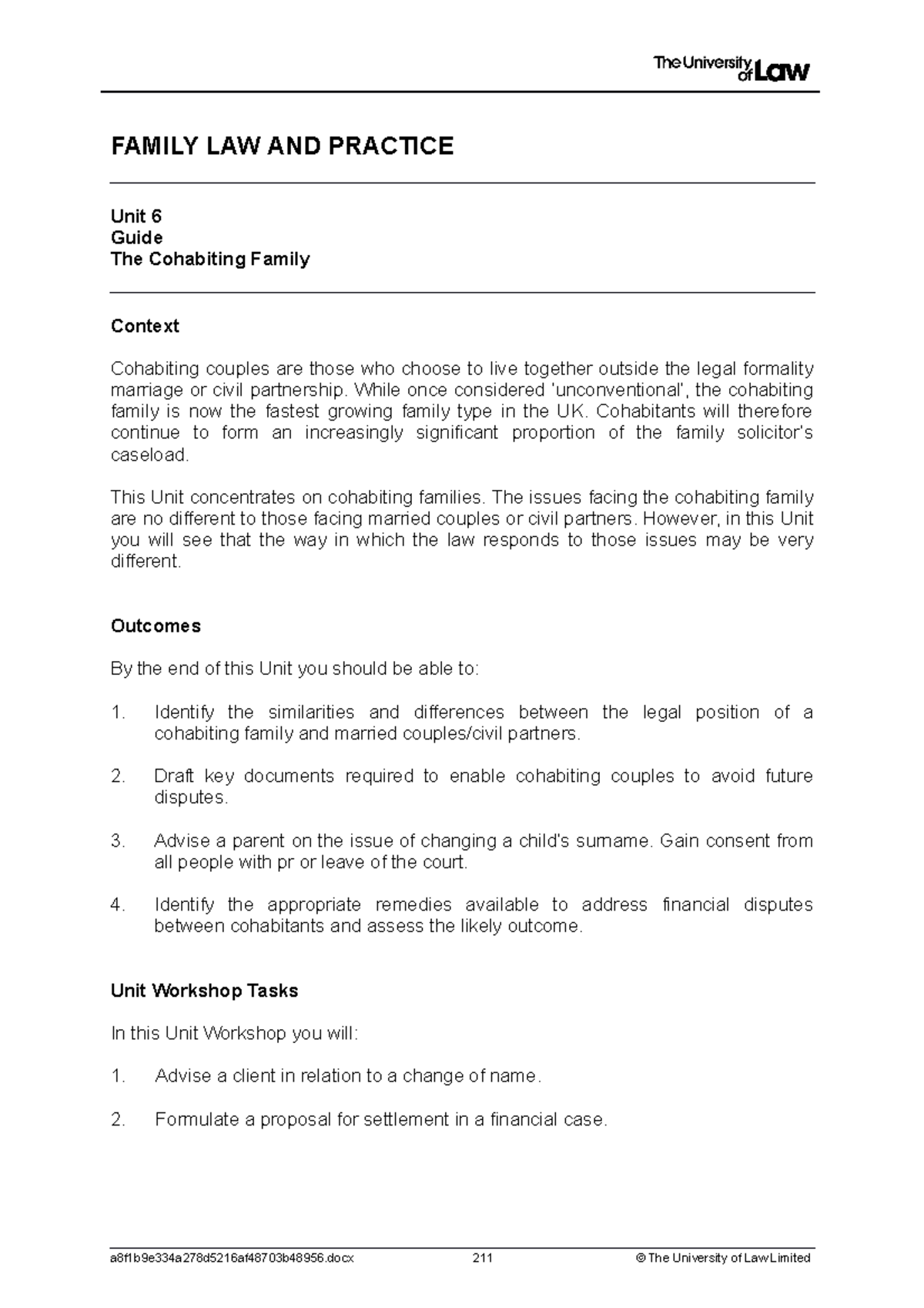 2223 fam ws06 ce01 guide - FAMILY LAW AND PRACTICE Unit 6 Guide The ...
