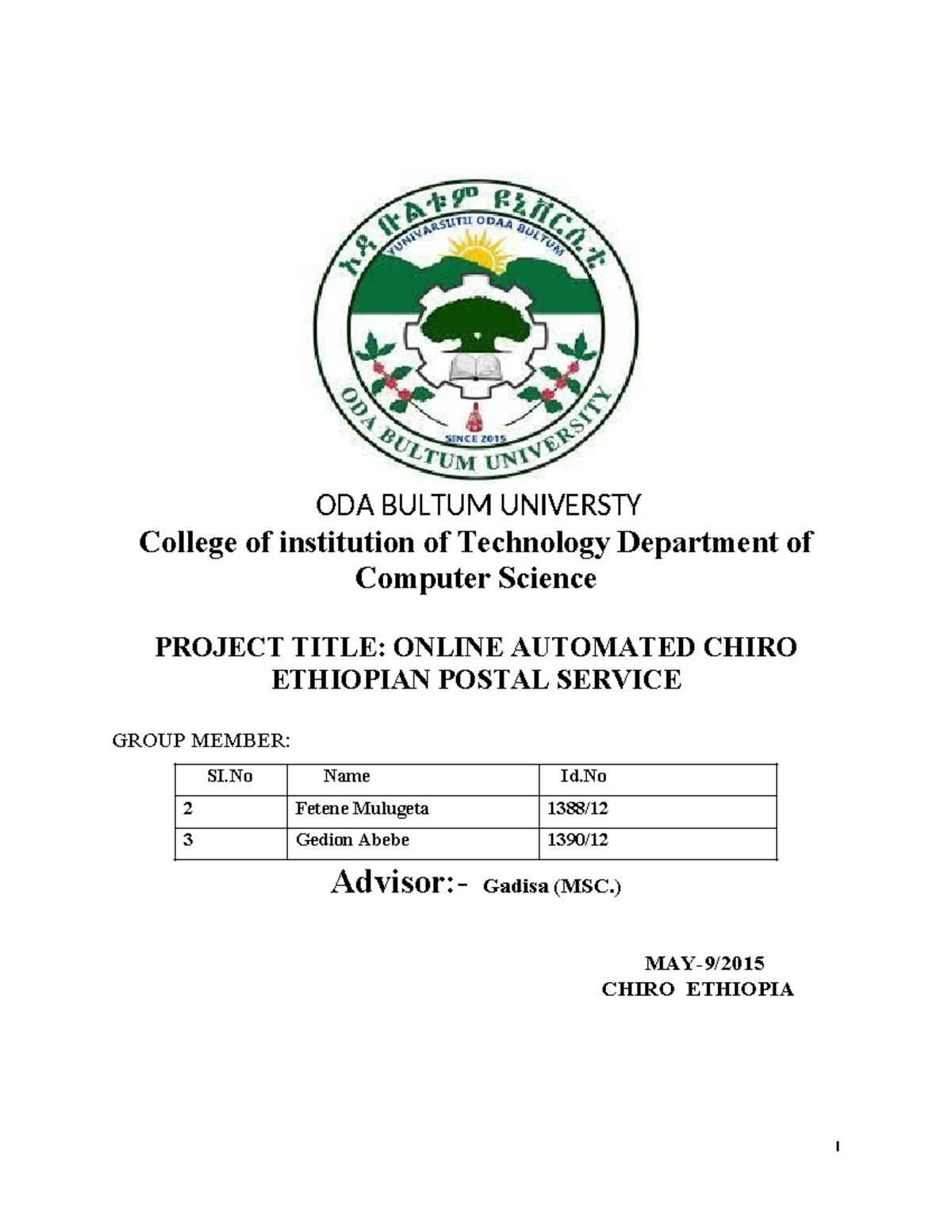 ODA Bultum Universty - ppt - ODA BULTUM UNIVERSTY College of institution of Technology ...