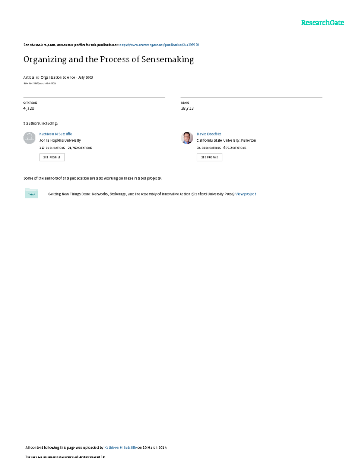 Weick - Sensemaking perspective - See discussions, stats, and author ...