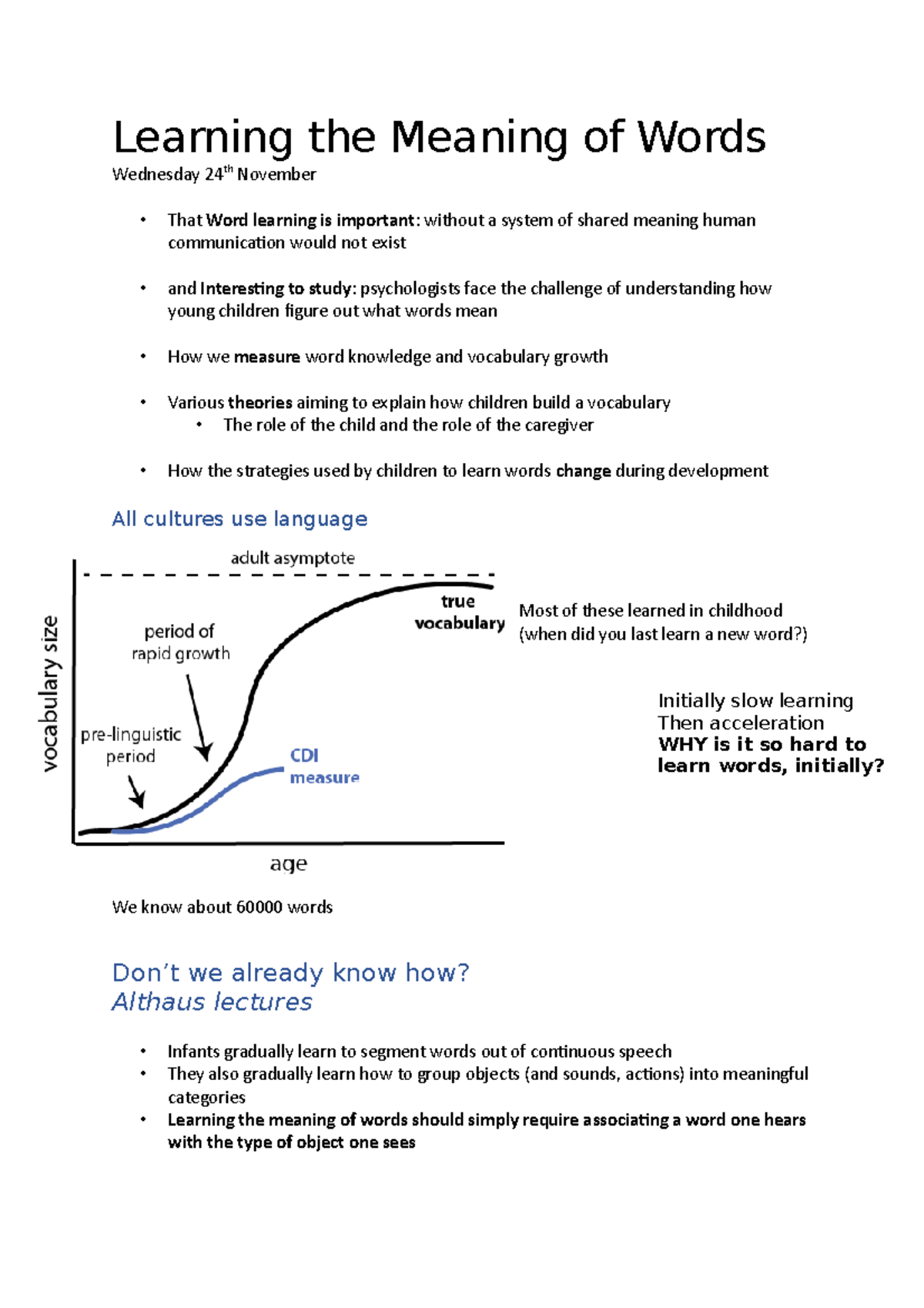 Learning the Meaning of Words - Learning the Meaning of Words Wednesday ...