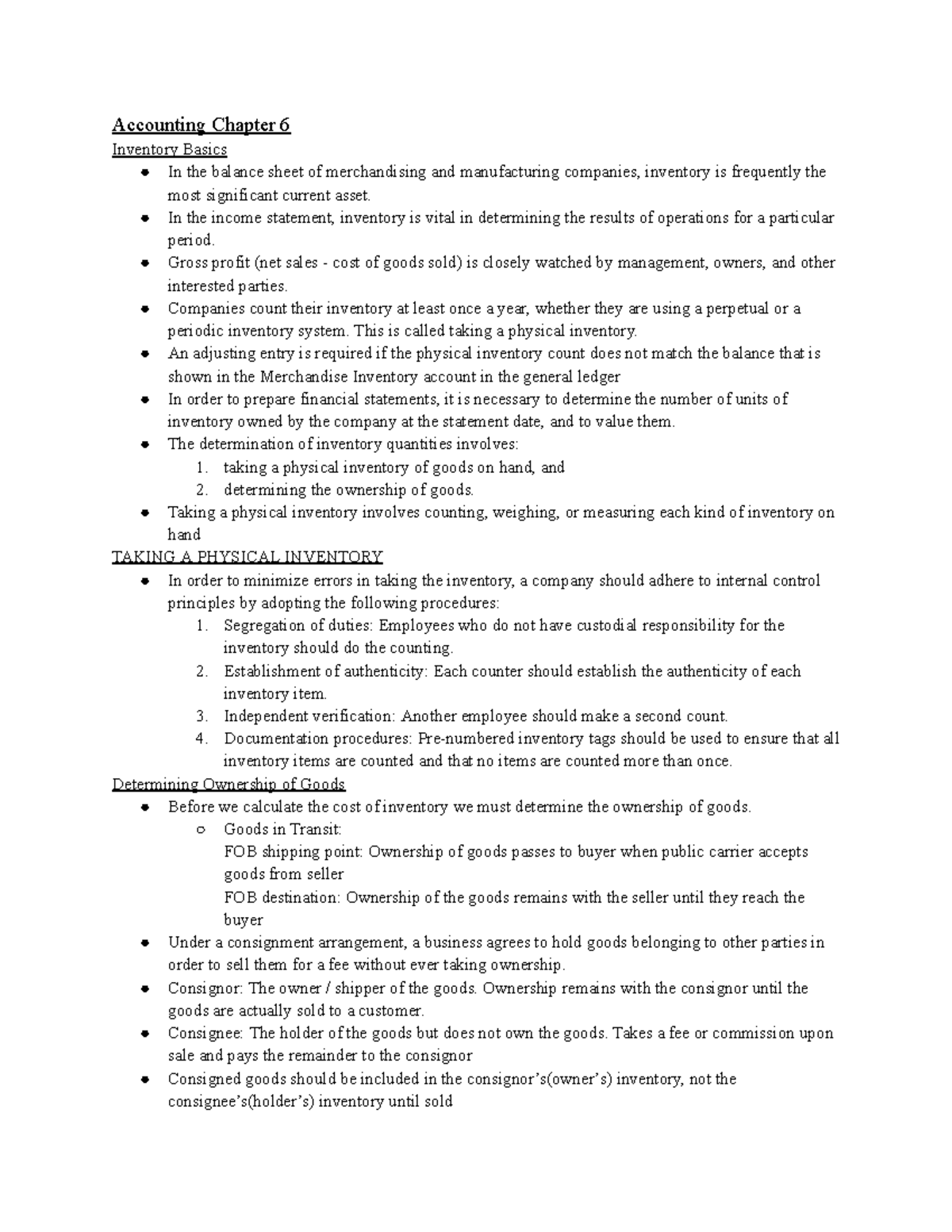Accounting Chapter 6 - In the income statement, inventory is vital in ...