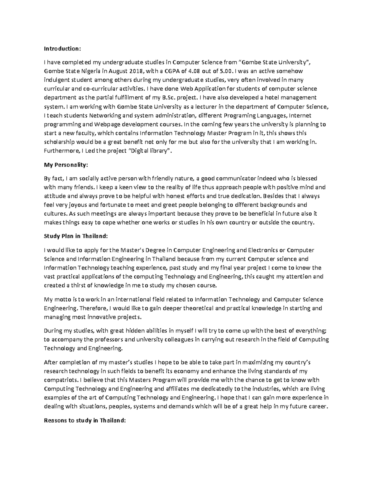 Study Plan - SOP - Introduction: I have completed my undergraduate ...