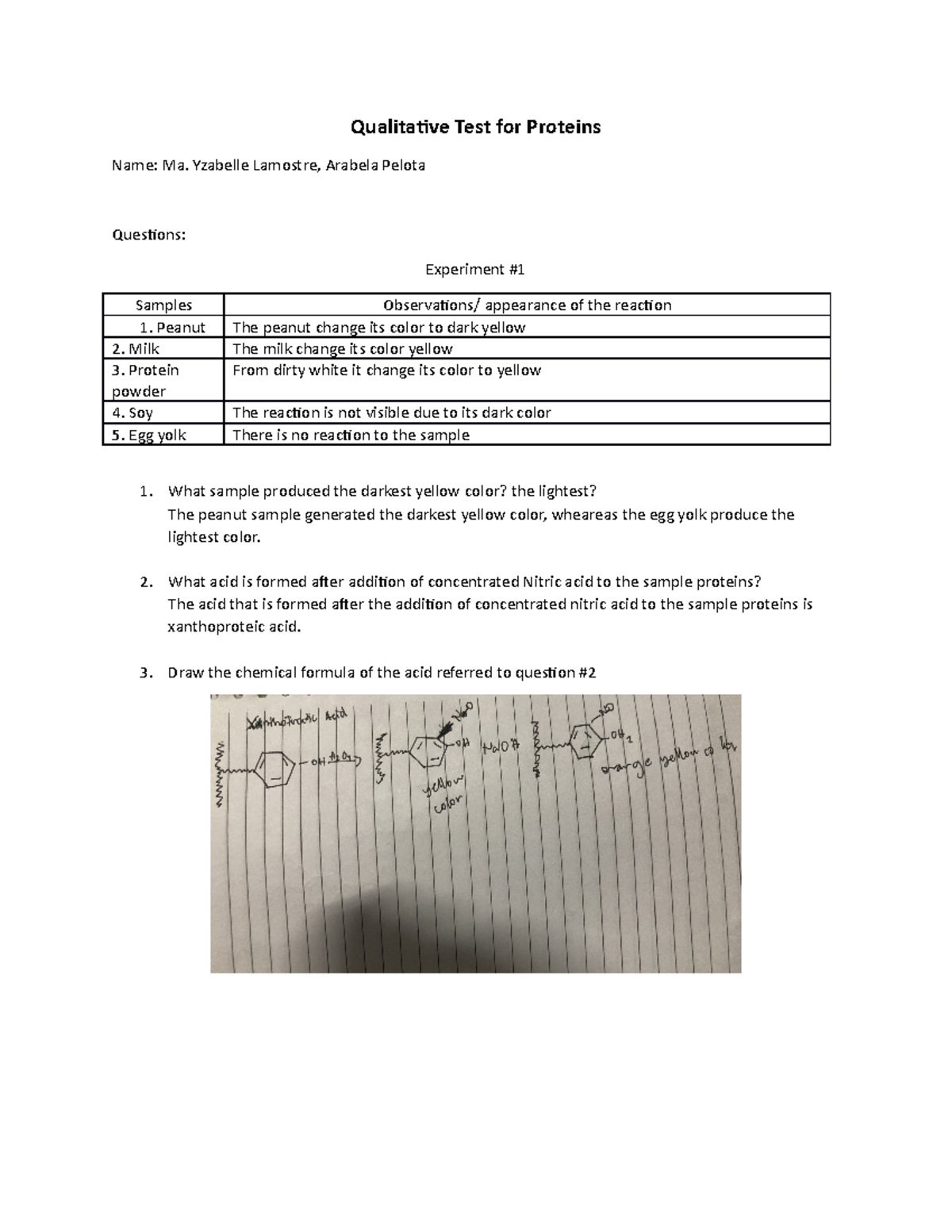 Qualitative-Test-for-Proteins- LAB - Qualitative Test for Proteins Name ...