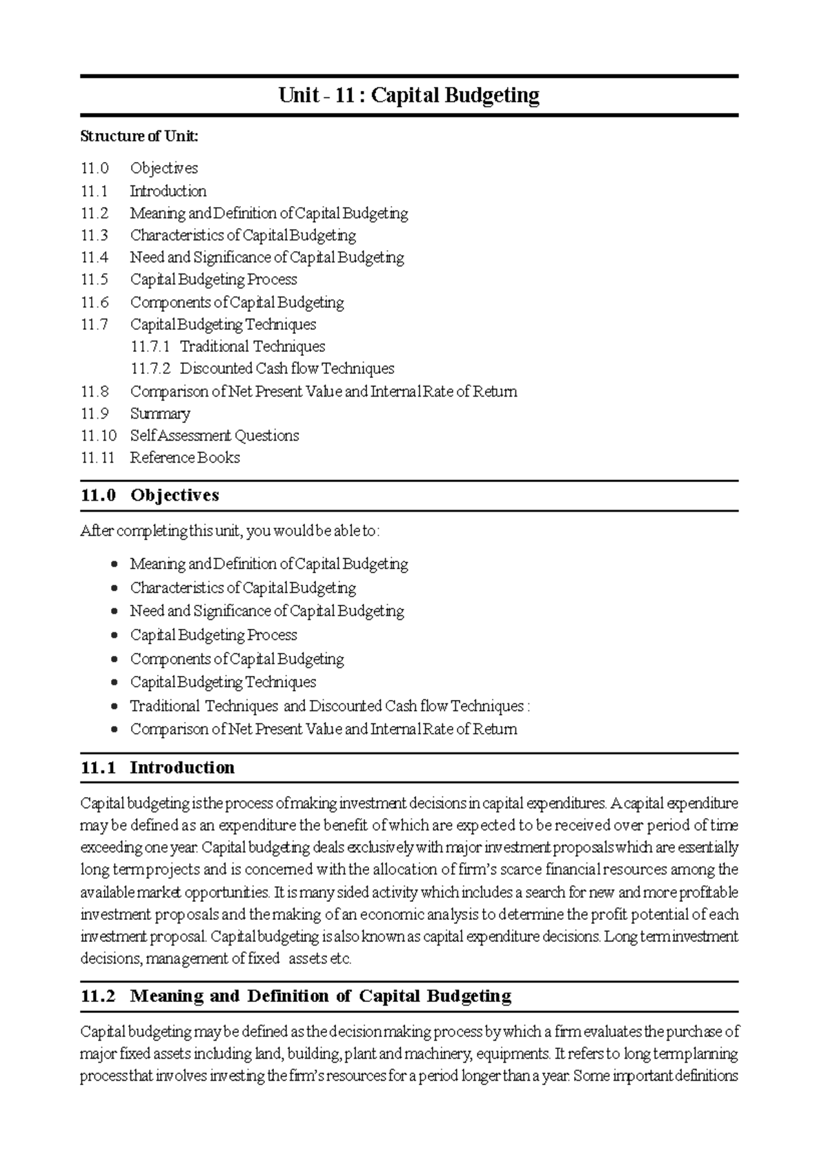 Capital Budgeting - lecture notes - Unit - 11 : Capital Budgeting ...