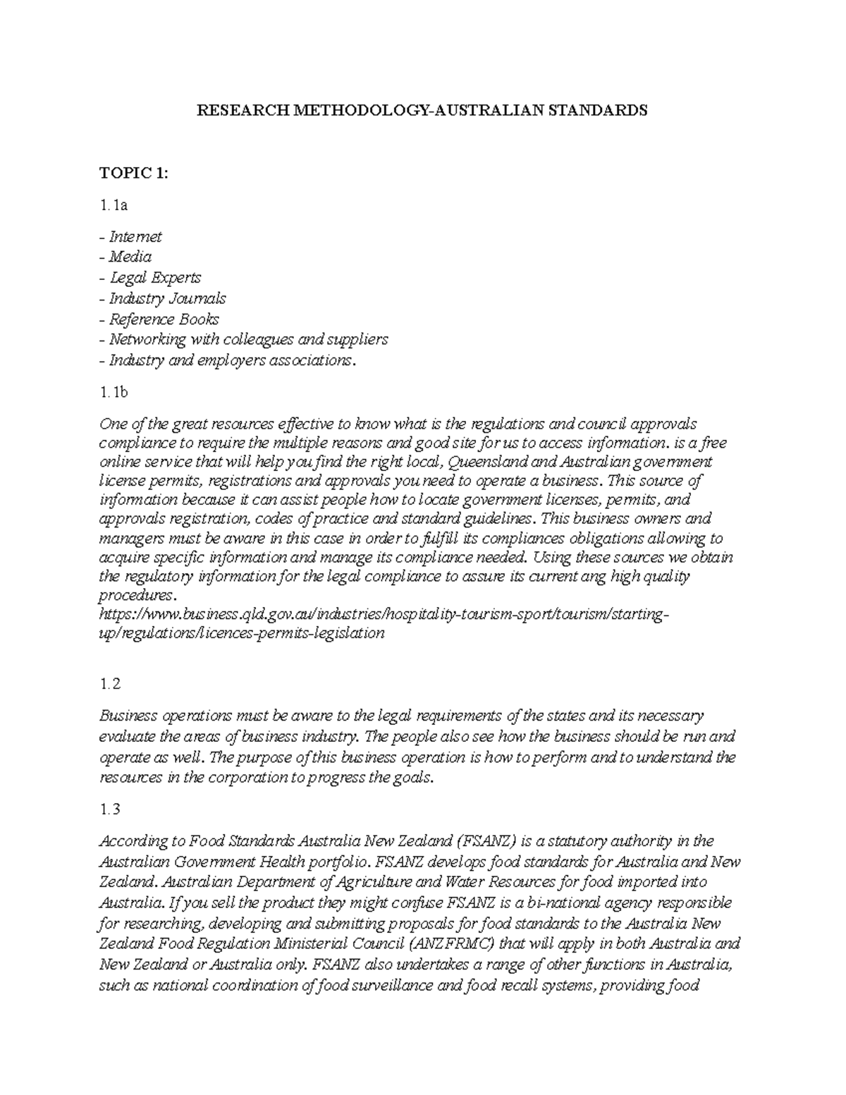 Research- Methodology - RESEARCH METHODOLOGY-AUSTRALIAN STANDARDS TOPIC ...