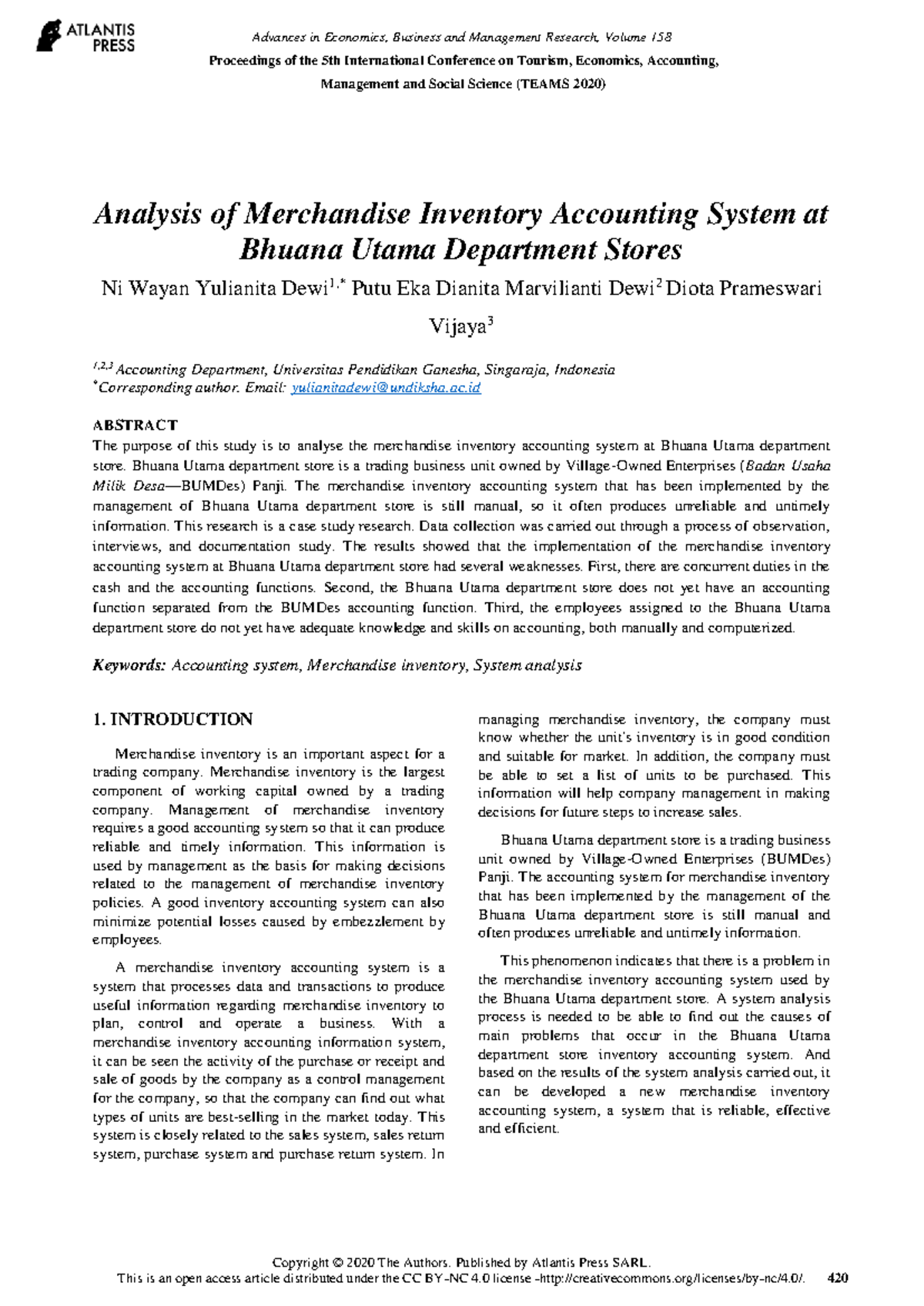 Analysis of Merchandise Inventory Accounting Syste - Email ...