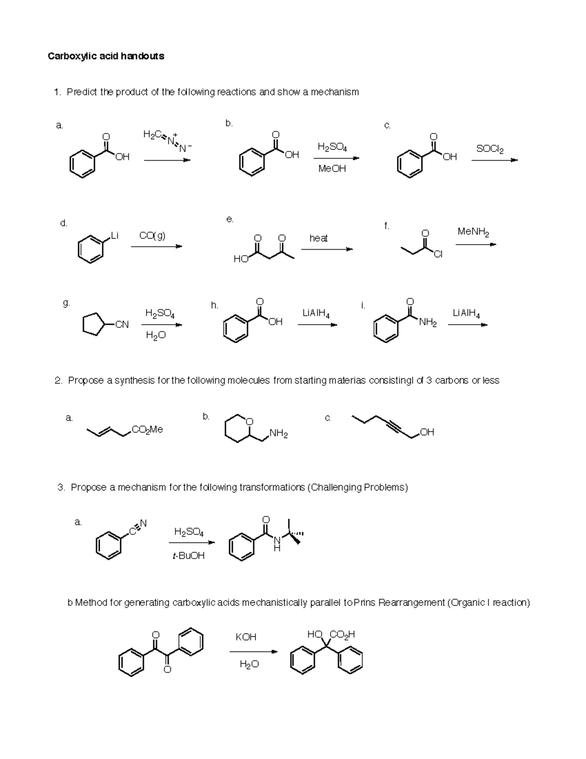 Carboxylic Acid Worksheet - Carboxylic acid handouts 1. Predict the ...
