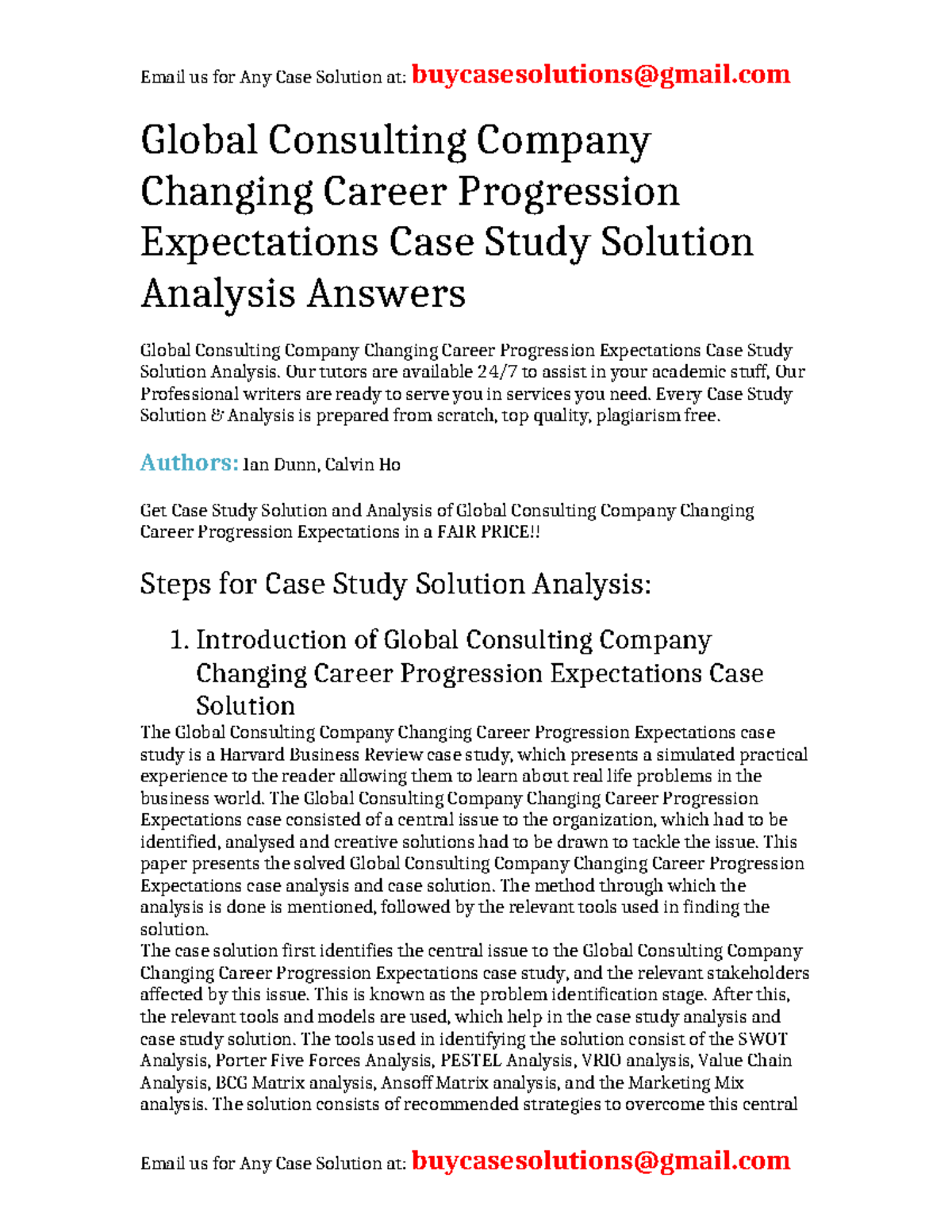 Case Solution Global Consulting Company Changing Career Progression ...