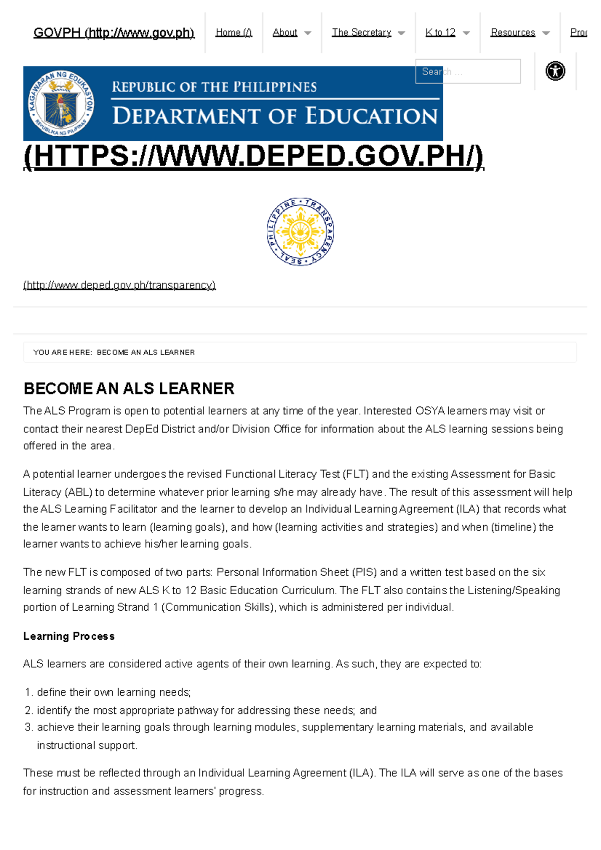 Become an ALS learner Department of Education - (HTTPS:WWW.DEPED.GOV ...