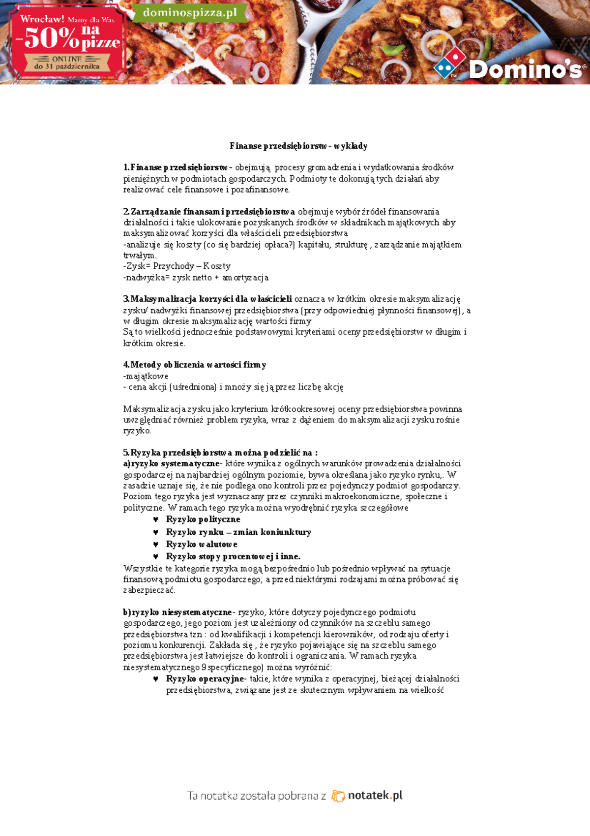 finanse przedsiebiorstw wyklady - Finanse przedsiębiorstw- wykłady 1 przedsiębiorstw- obejmują ...