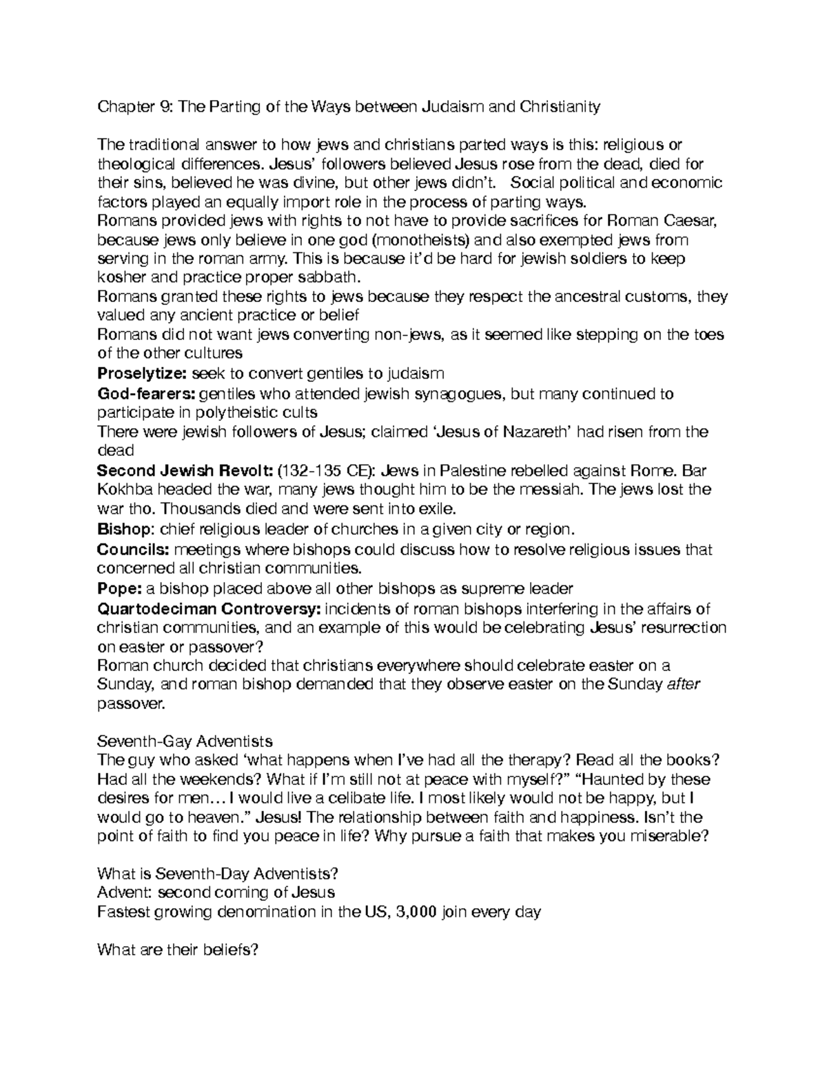 9 - Summer course - Chapter 9: The Parting of the Ways between Judaism ...