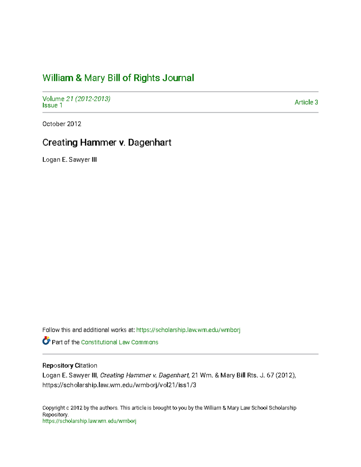 Creating Hammer v. Dagenhart - GOVT 2305 - Studocu