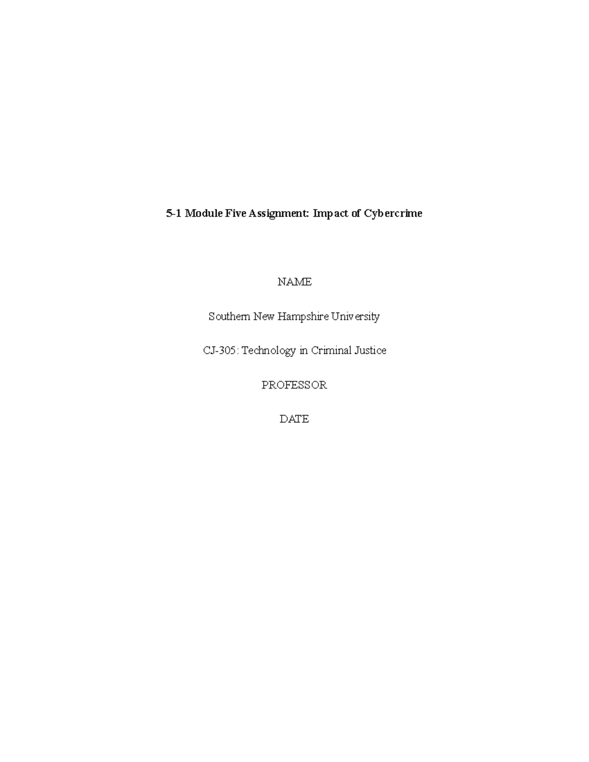 5-1 Module Five Assignment Impact of Cybercrime - 5-1 Module Five ...
